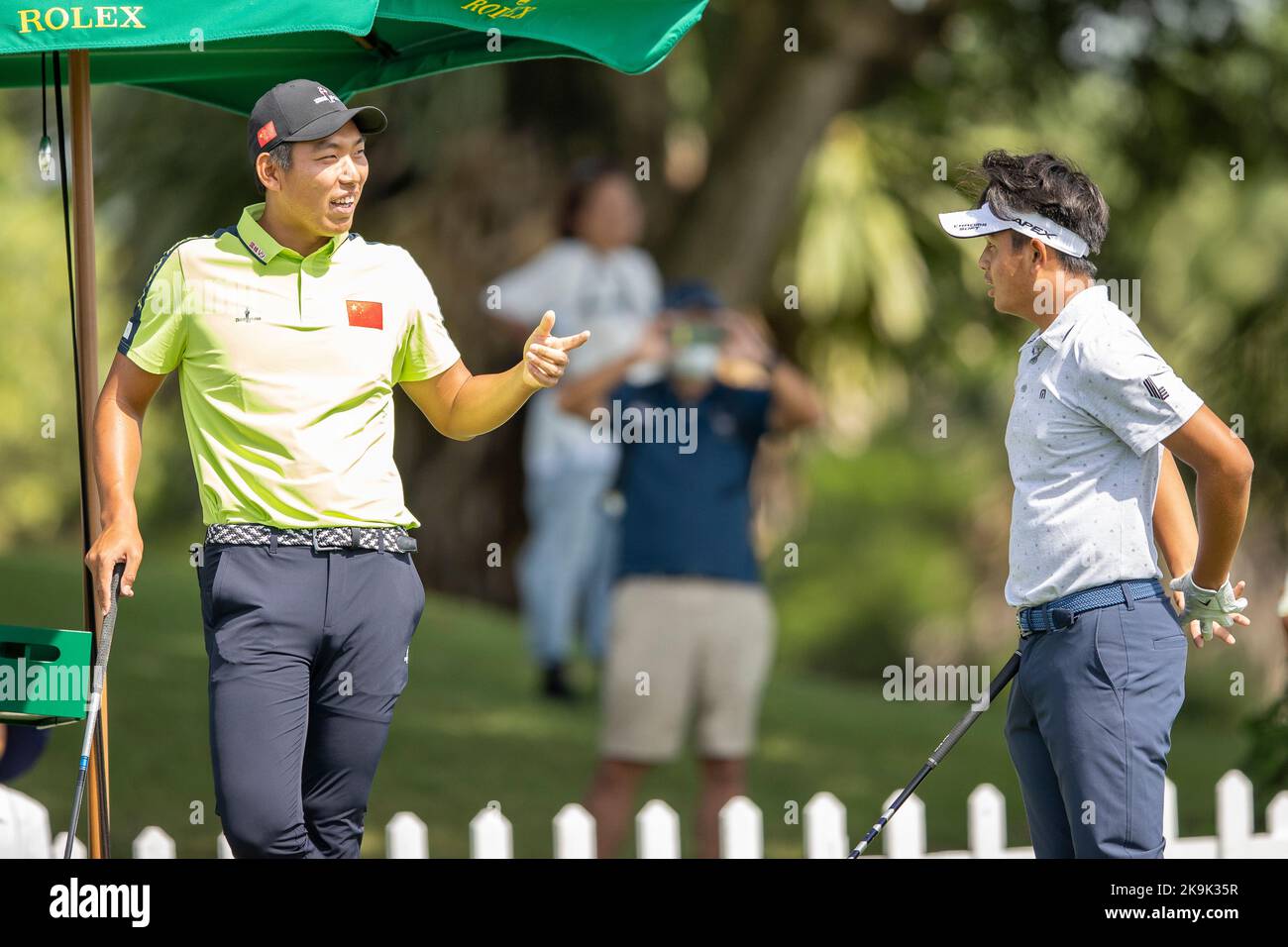 CHONBURI, THAILAND - OCTOBER 29: Bo Jin of China and Ratchanon “TK ...