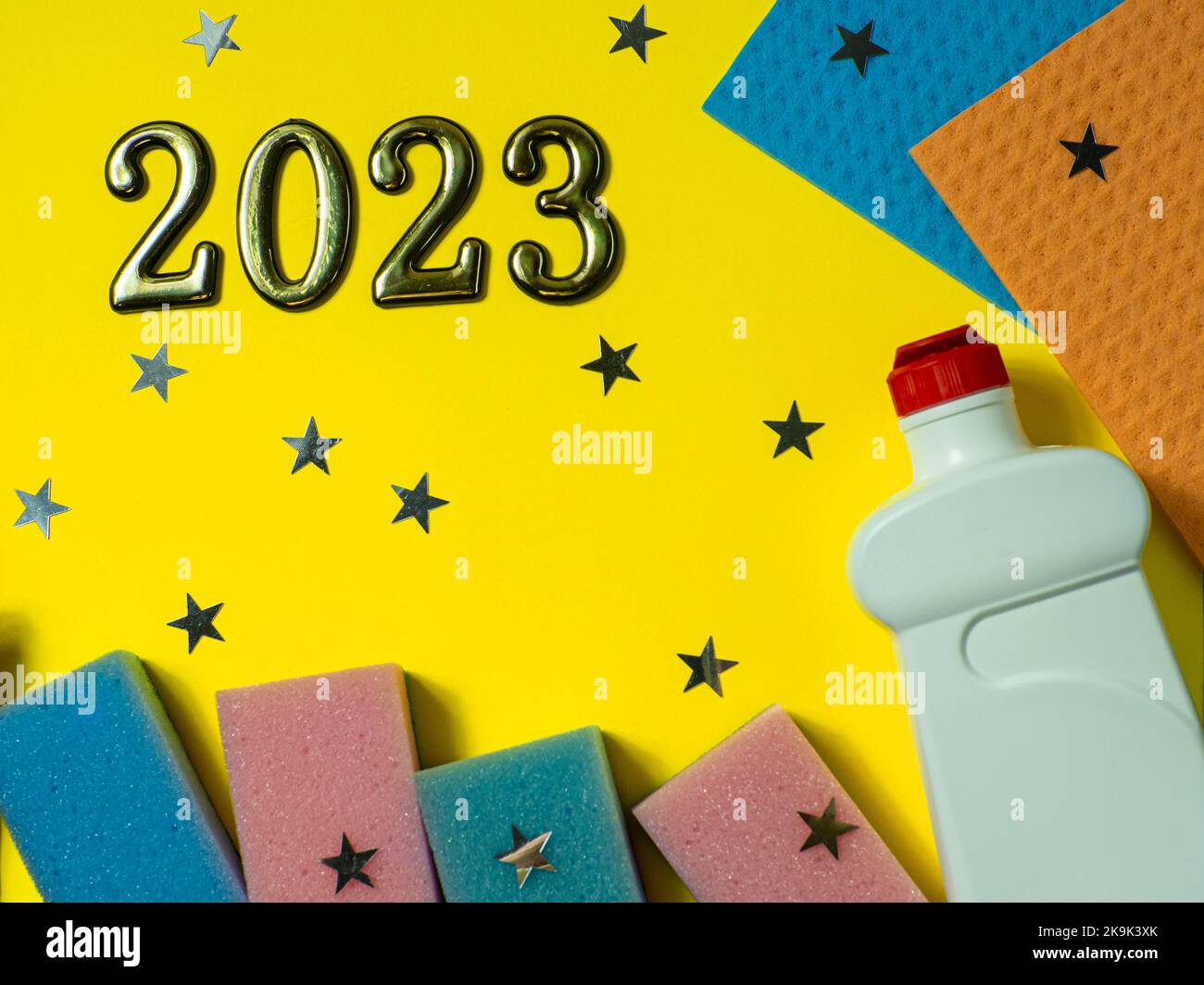2023 on yellow background Stock Photo - Alamy