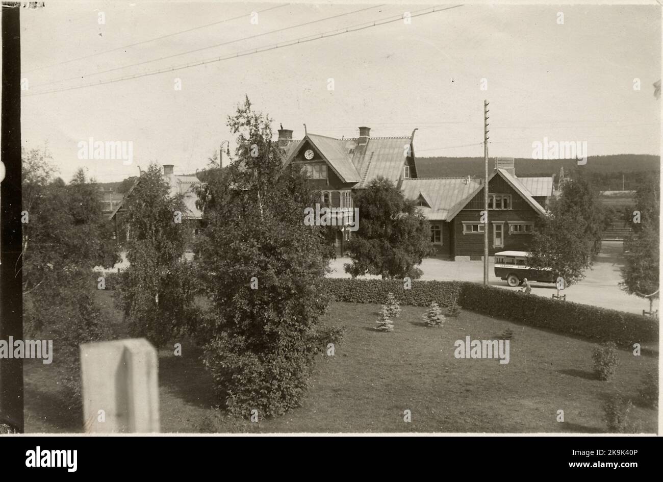 Bodens railway station after rebuilding 1925-26, the wing to the right ...