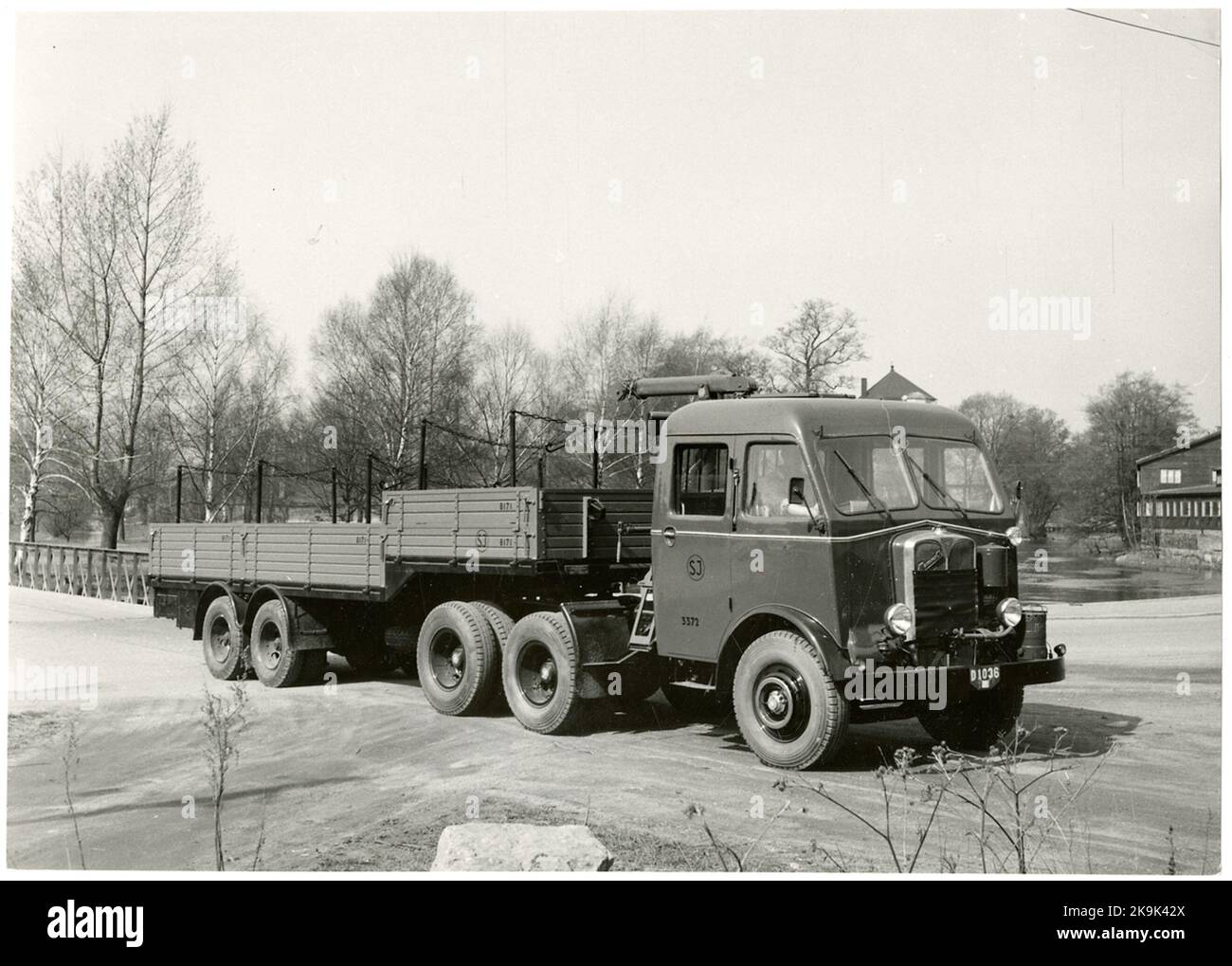 State Railways, SJ Truck 3372 with Trailer 8171. AEC Mammoth Major 6 Mk ...