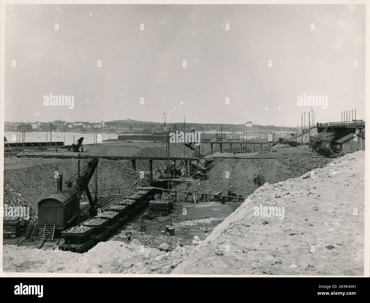 Ore storage in Luleå station. 1888-03-12 The first ore train came down ...