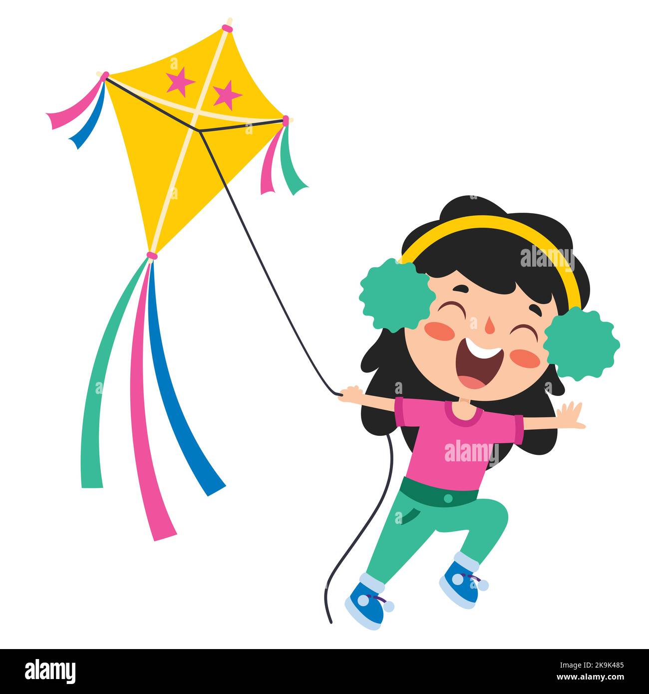 Kid Playing With A Colorful Kite Stock Vector Image & Art - Alamy