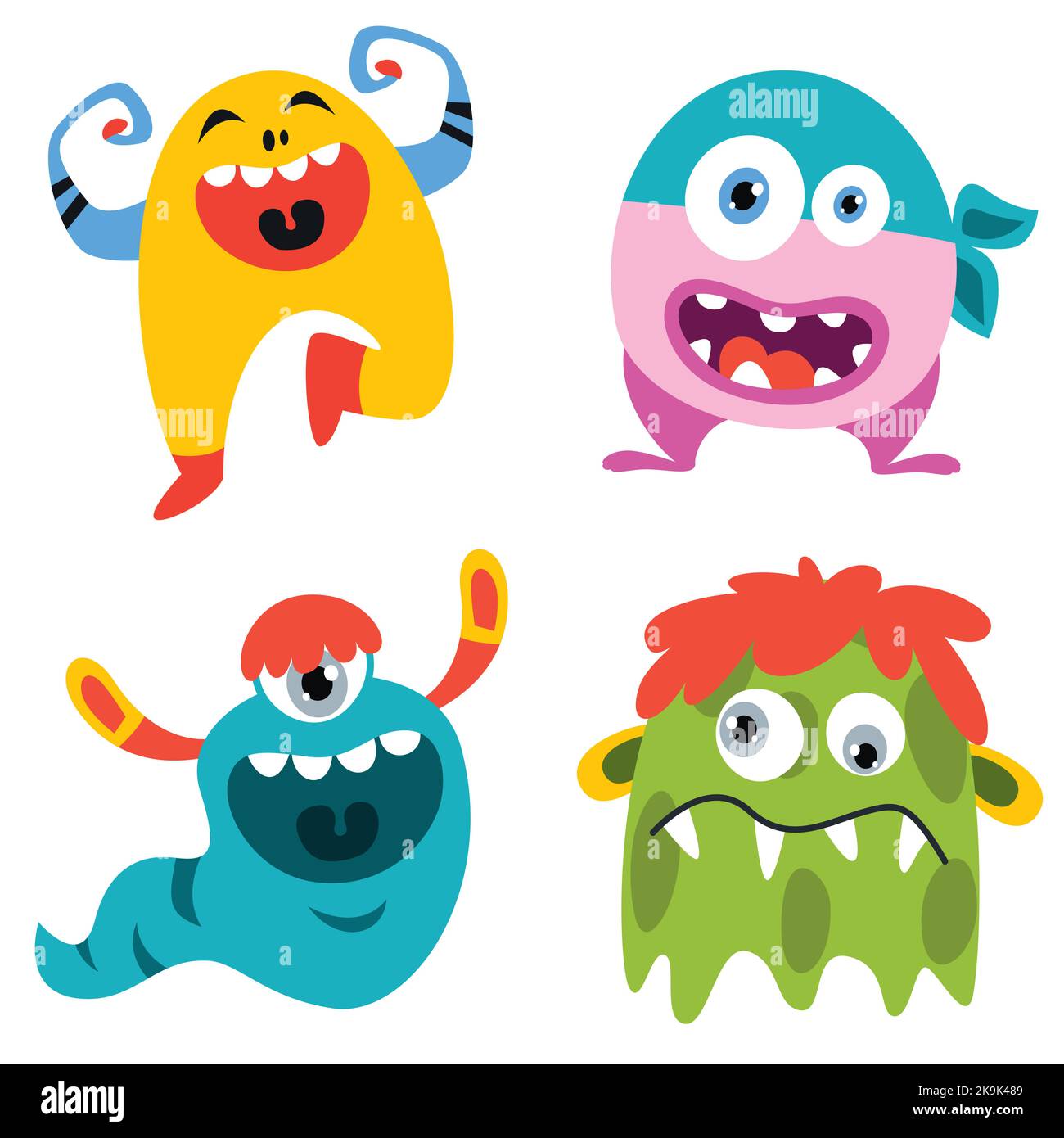 Set Of Funny Cartoon Monsters Stock Vector Image And Art Alamy