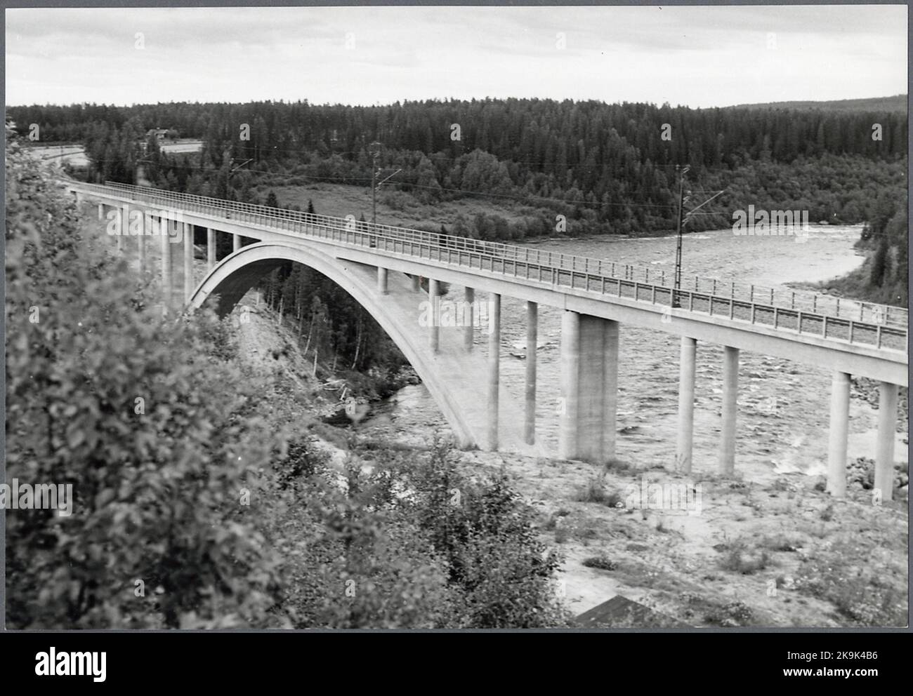 Railway bridge over the Vindel River near Vindeln station Stock Photo ...