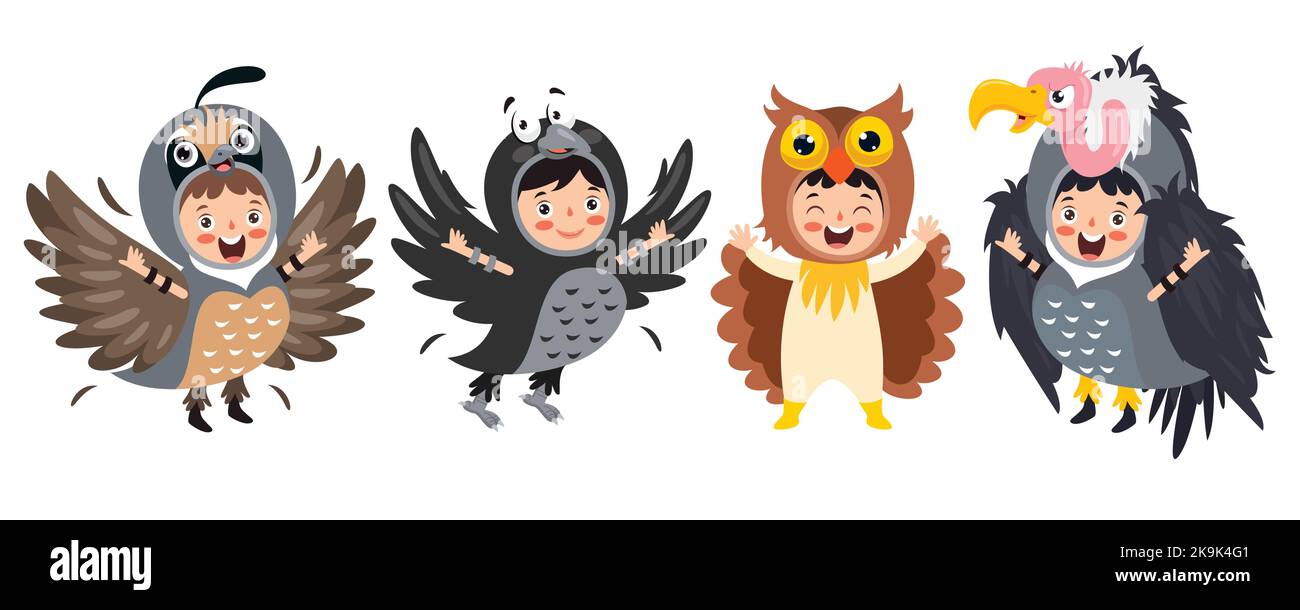 Funny Children Wearing Animal Costumes Stock Vector Image & Art - Alamy