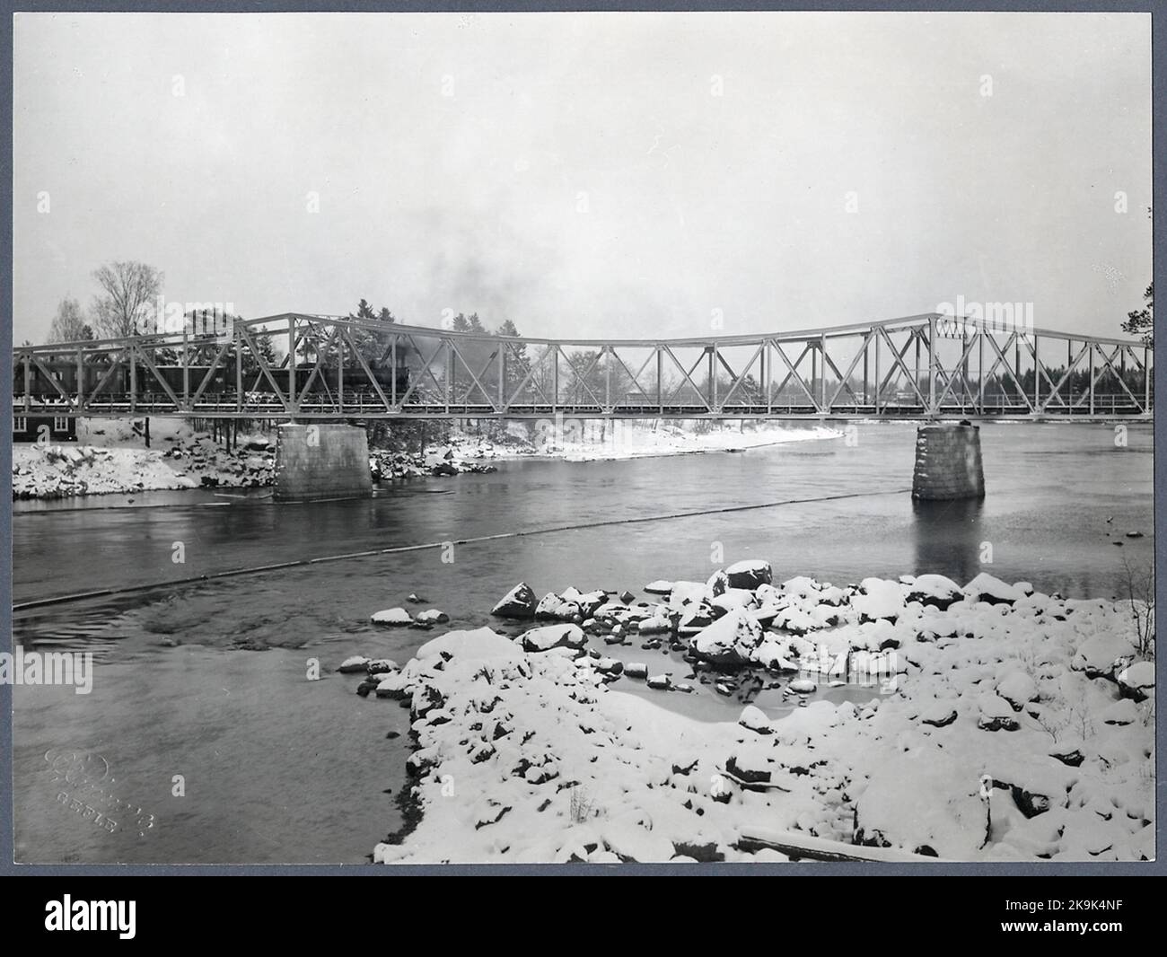 Railway bridge over Ljusnan River. O. K. B. East Coast Line Stock Photo ...