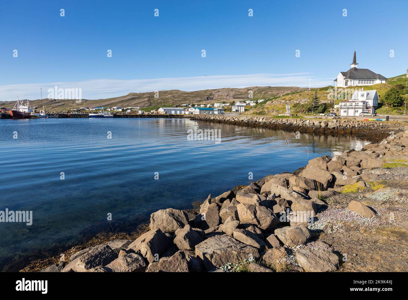 Holmavik is small fishing town in Iceland nested by the large ...