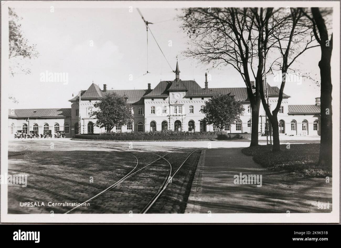 Uppsala Central Station and Tram Track seen from the street side Stock ...