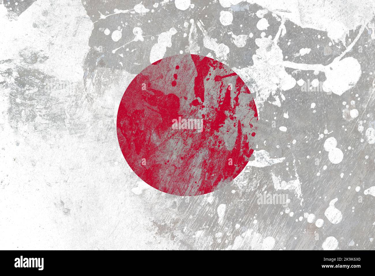 Japan flag on scratched old grunge texture background Stock Photo - Alamy