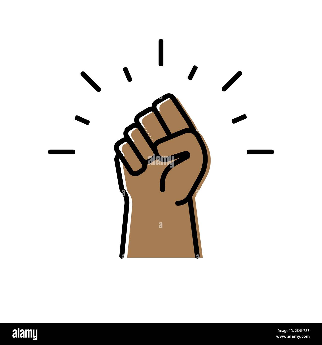 Black raised fist protest symbol icons. Hands clenched power symbol ...