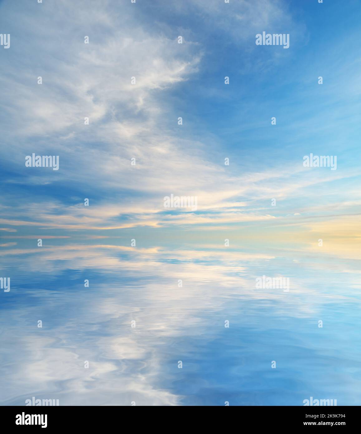 Sky background and water reflection. Element of design Stock Photo - Alamy