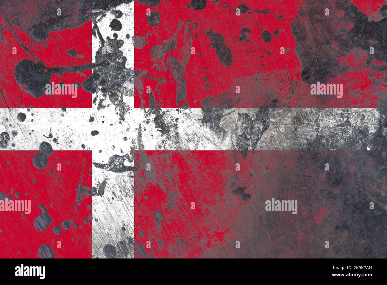 Denmark flag on scratched old grunge texture background Stock Photo - Alamy