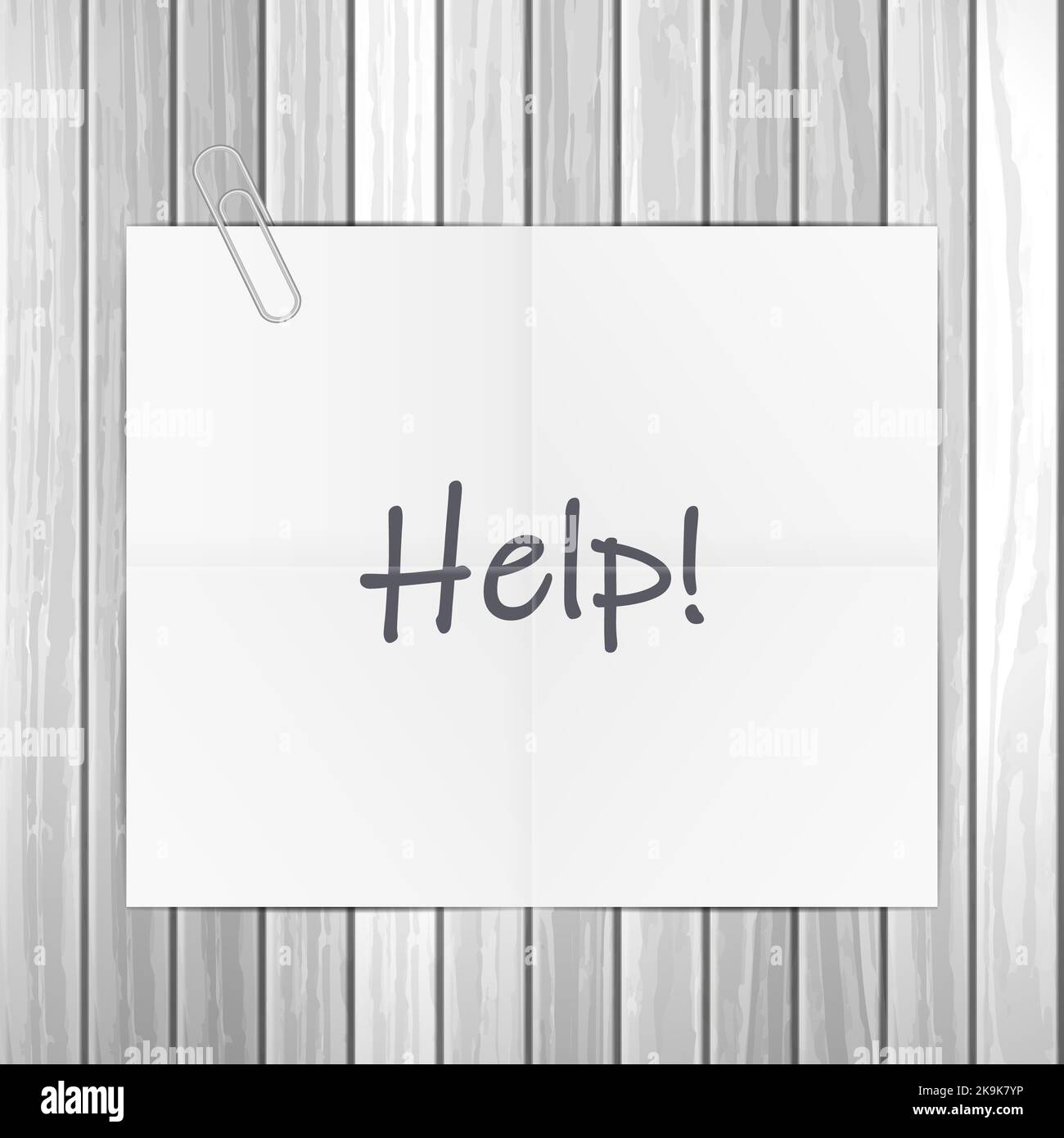 Notepad help text on wooden background. Vector illustration Stock Photo ...