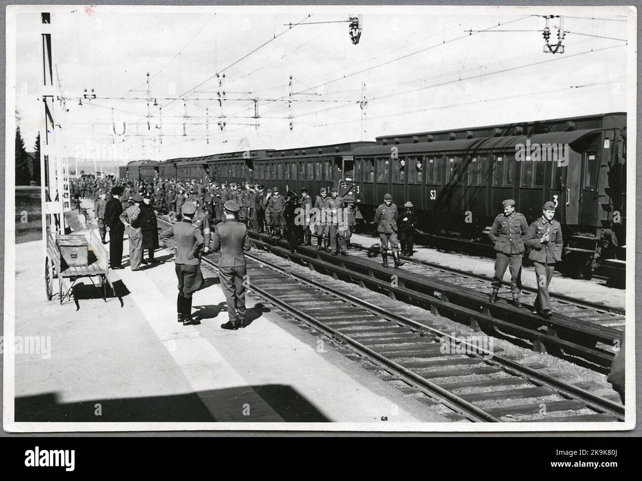 German leaves at Järvsö station Stock Photo - Alamy