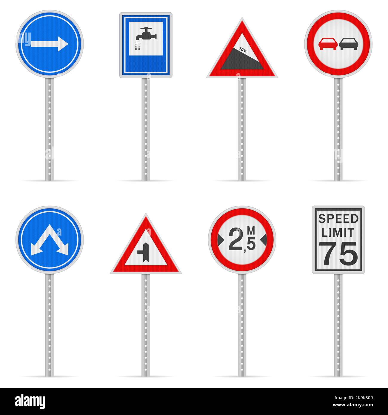Road sign set on a white background. Vector illustration Stock Photo ...