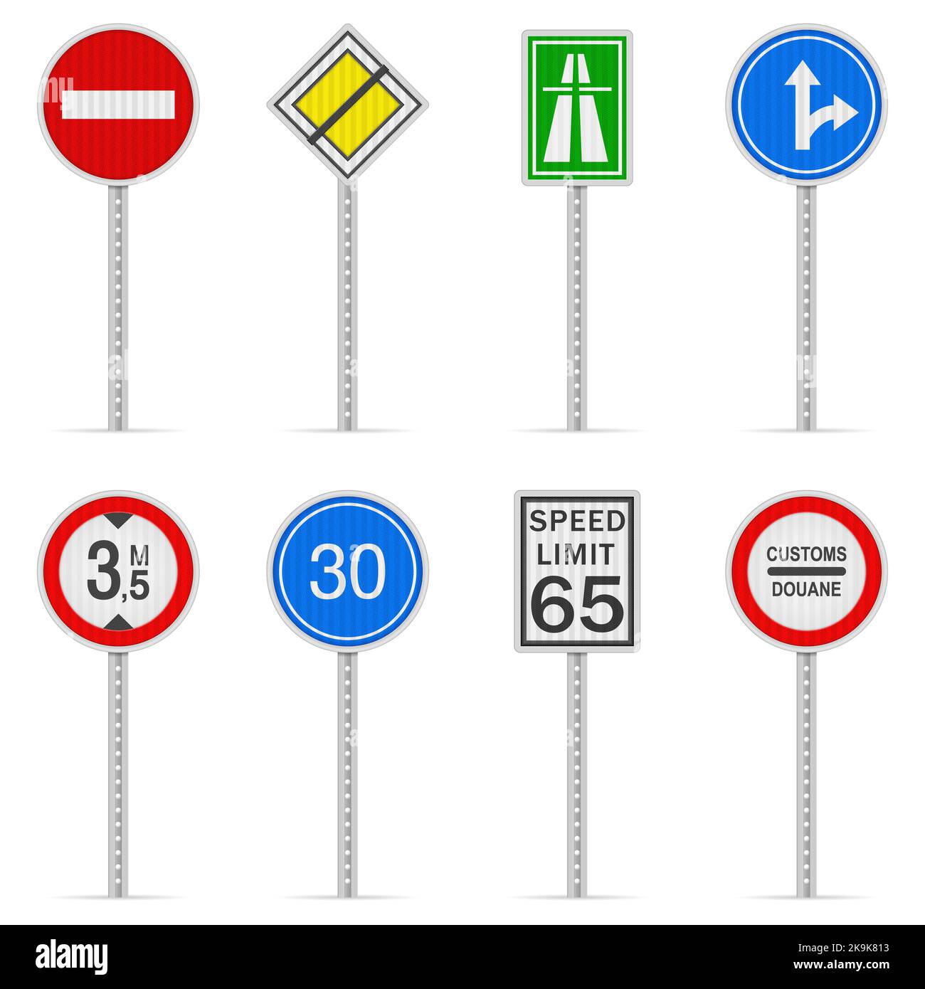 Road sign set on a white background. Vector illustration Stock Photo ...