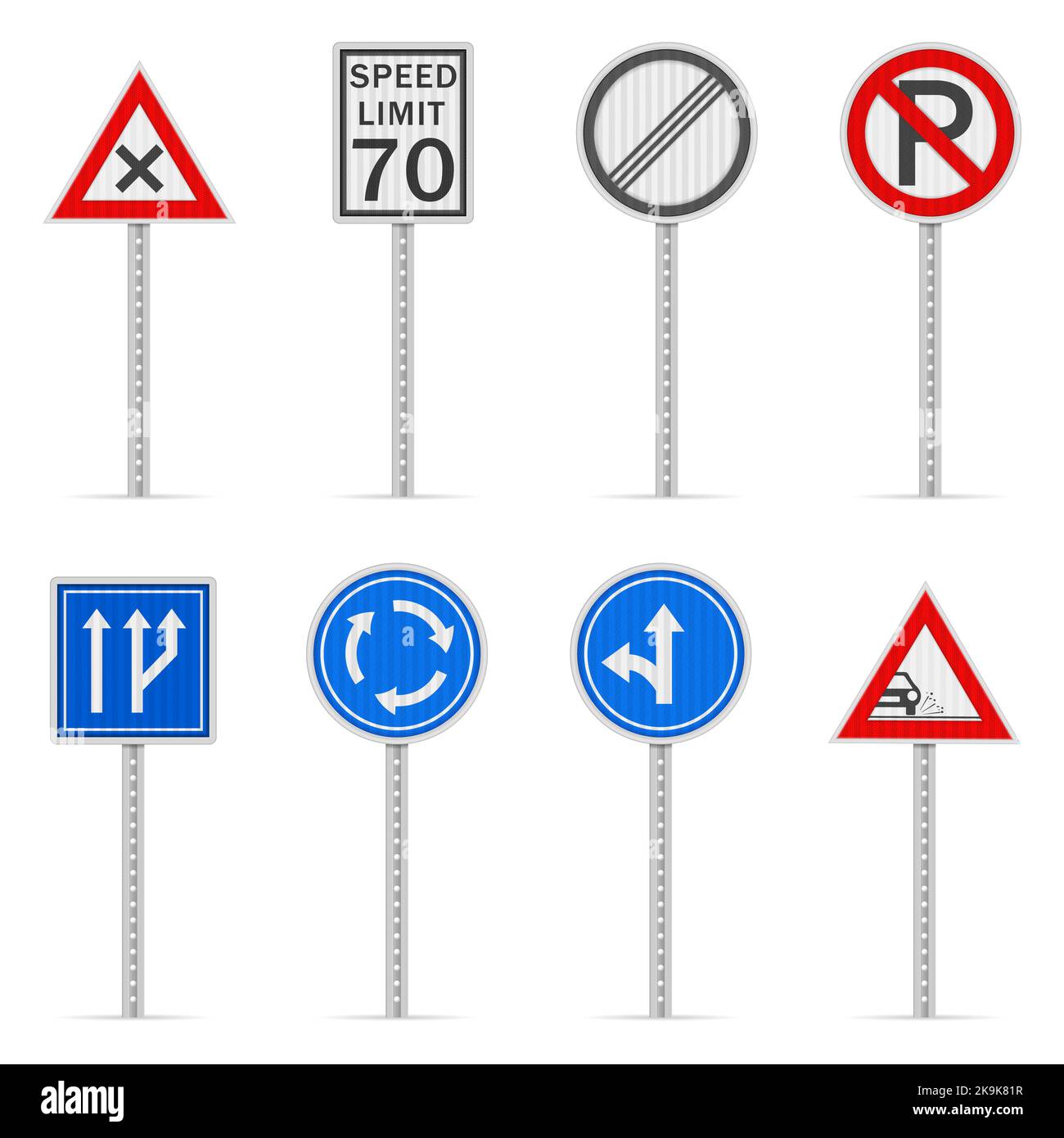 Road sign set on a white background. Vector illustration Stock Photo ...