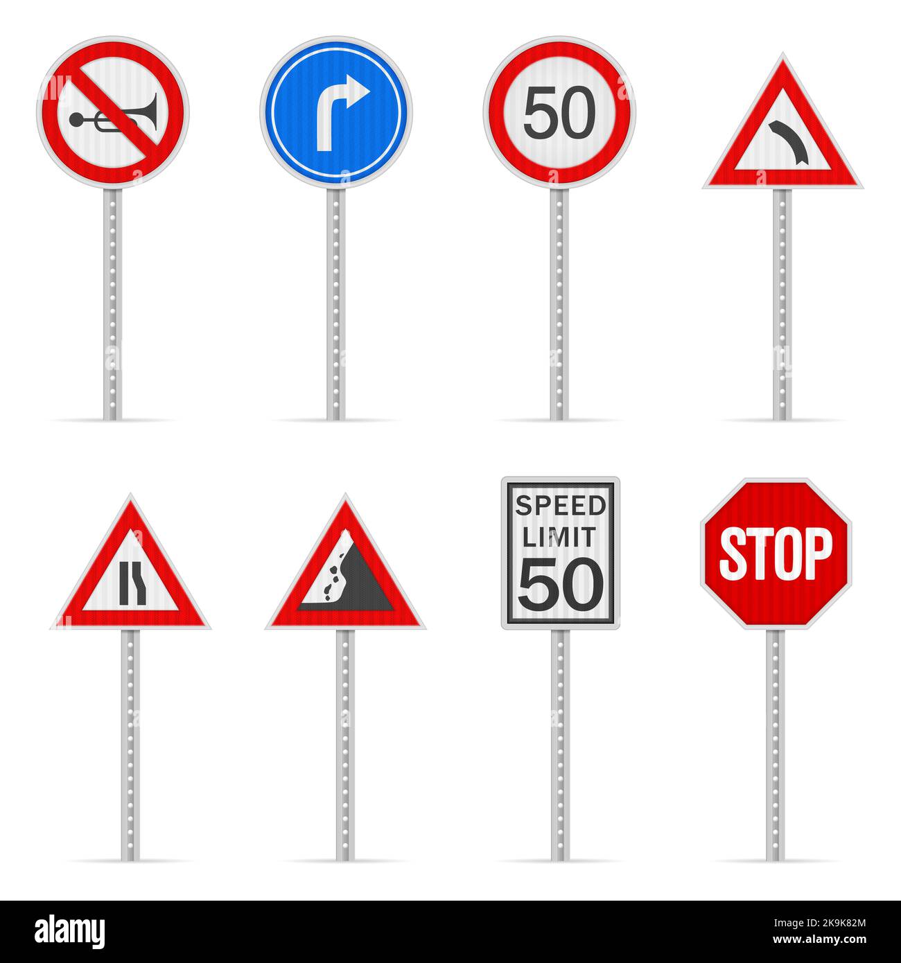 Road sign set on a white background. Vector illustration Stock Photo ...