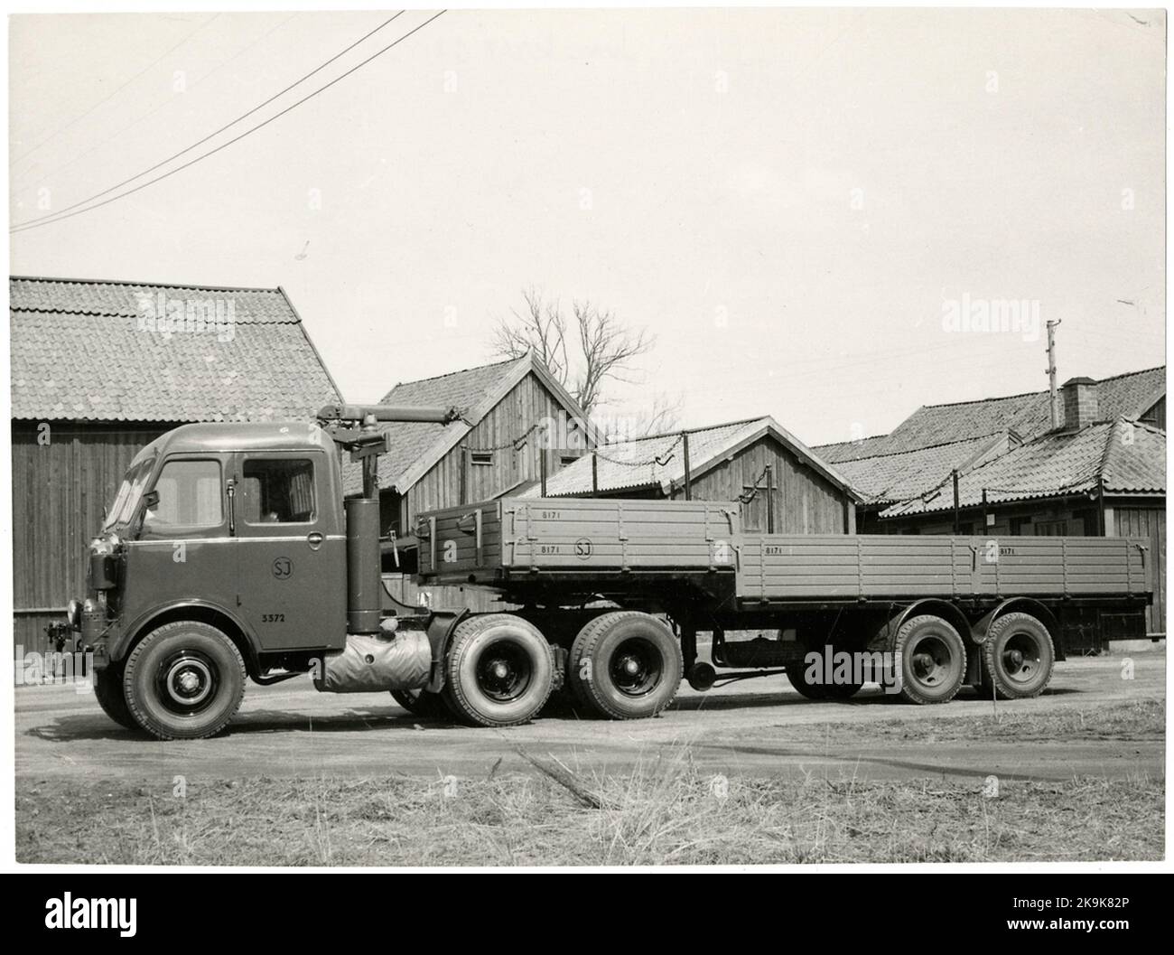 State Railways, SJ Truck 3372 with Trailer 8171. AEC Mammoth Major 6 Mk ...