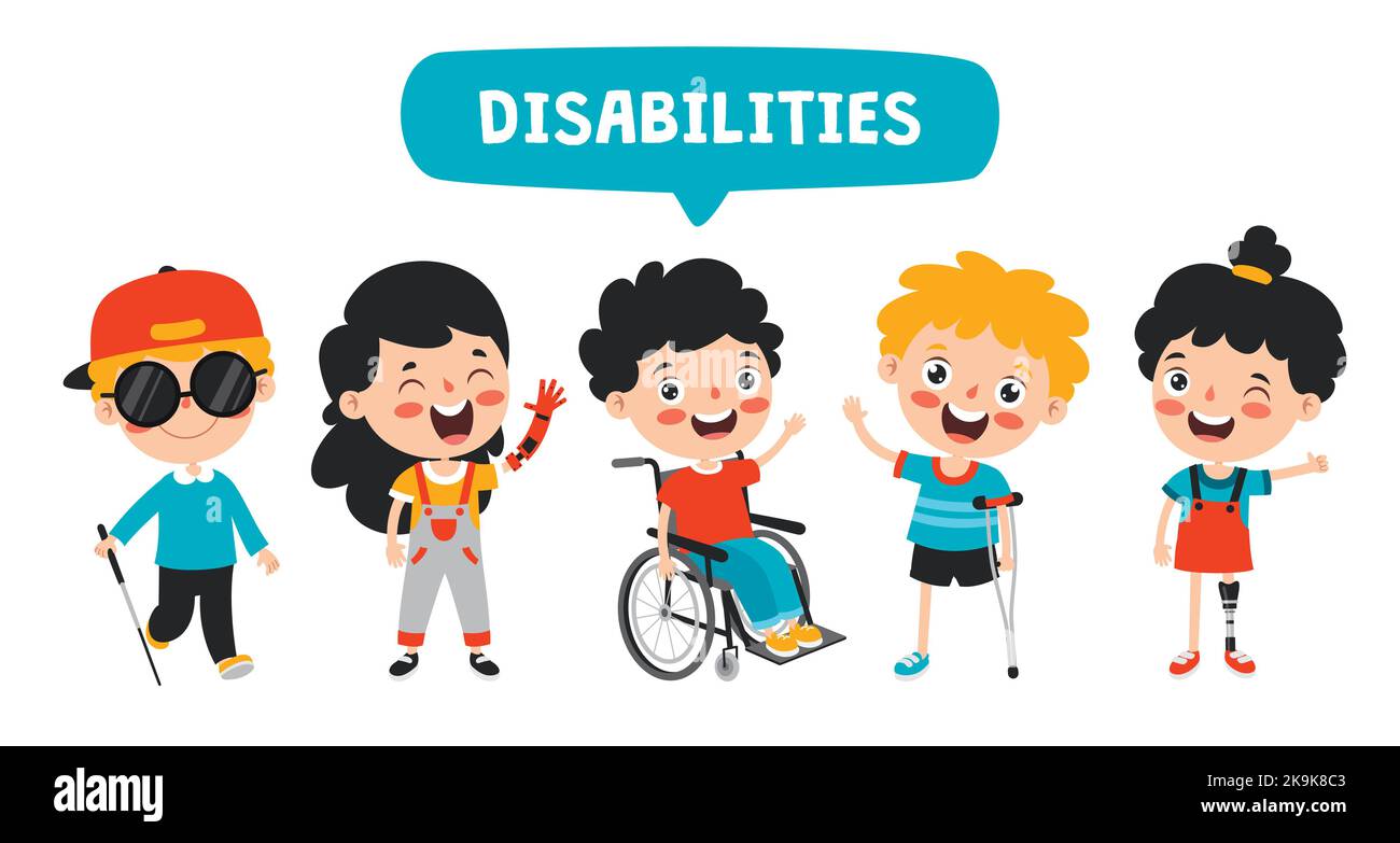 Funny Cartoon Handicapped Kid Posing Stock Vector Image & Art - Alamy
