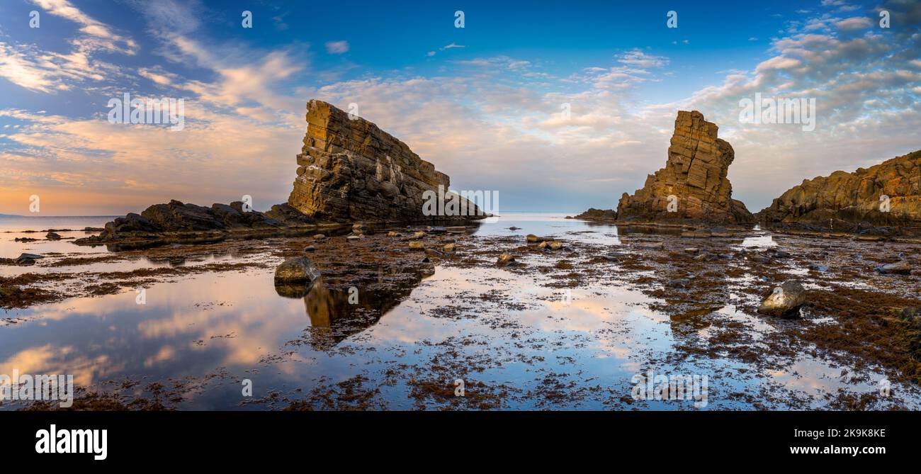 panorama landscape view of the Stone Ships sea stacks in Sinemorets on ...