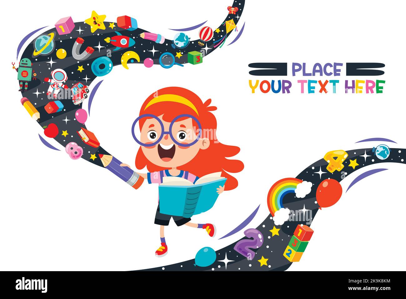 Education Concept With Funny School Child Stock Vector Image & Art - Alamy