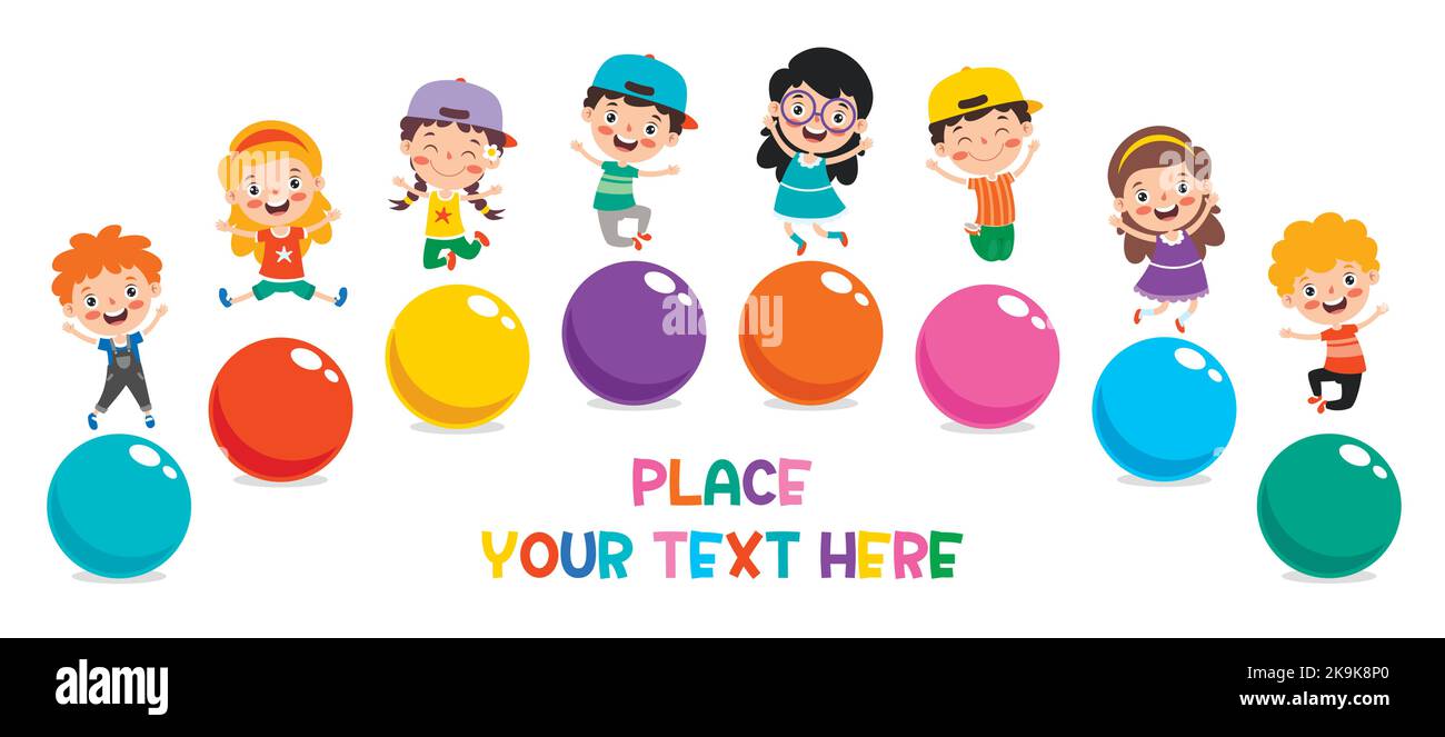 Funny Kid Playing With Colorful Balls Stock Vector Image & Art - Alamy