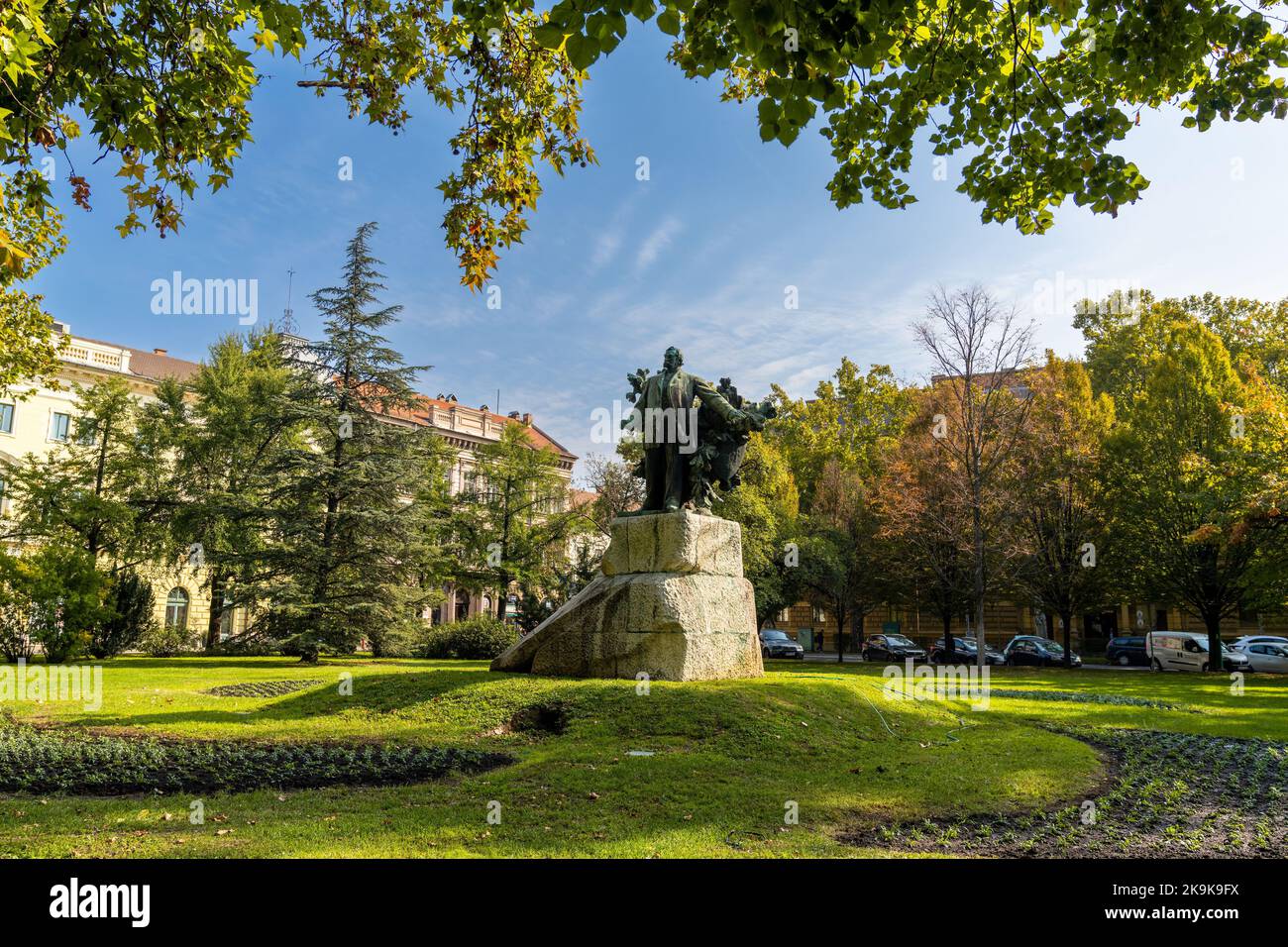 Szeged, Hungary - 14 October, 2022: view of the statue of Deak Ferenc ...