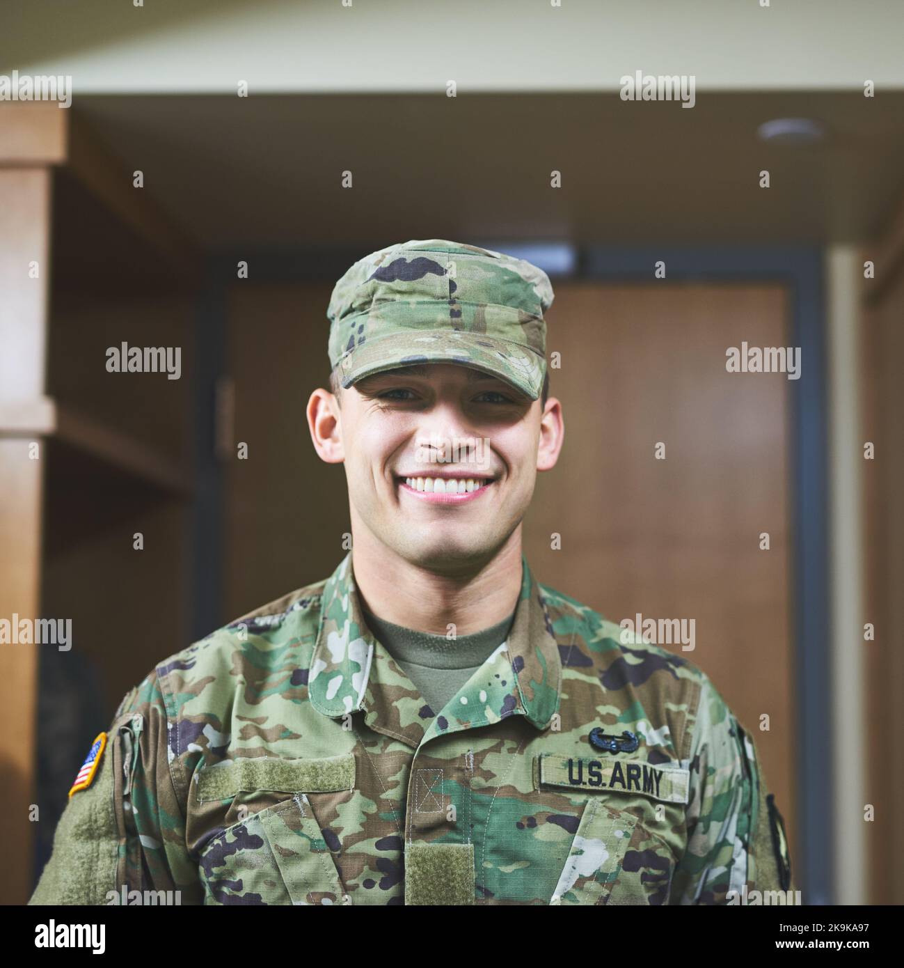 Wear your confidence like armor. a young soldier standing in the dorms ...