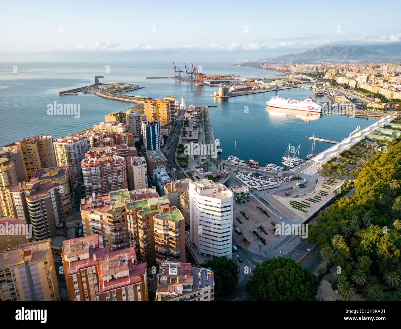 Malaga Aerial View from Gibralfaro Castle. Malaga, Costa del Sol ...