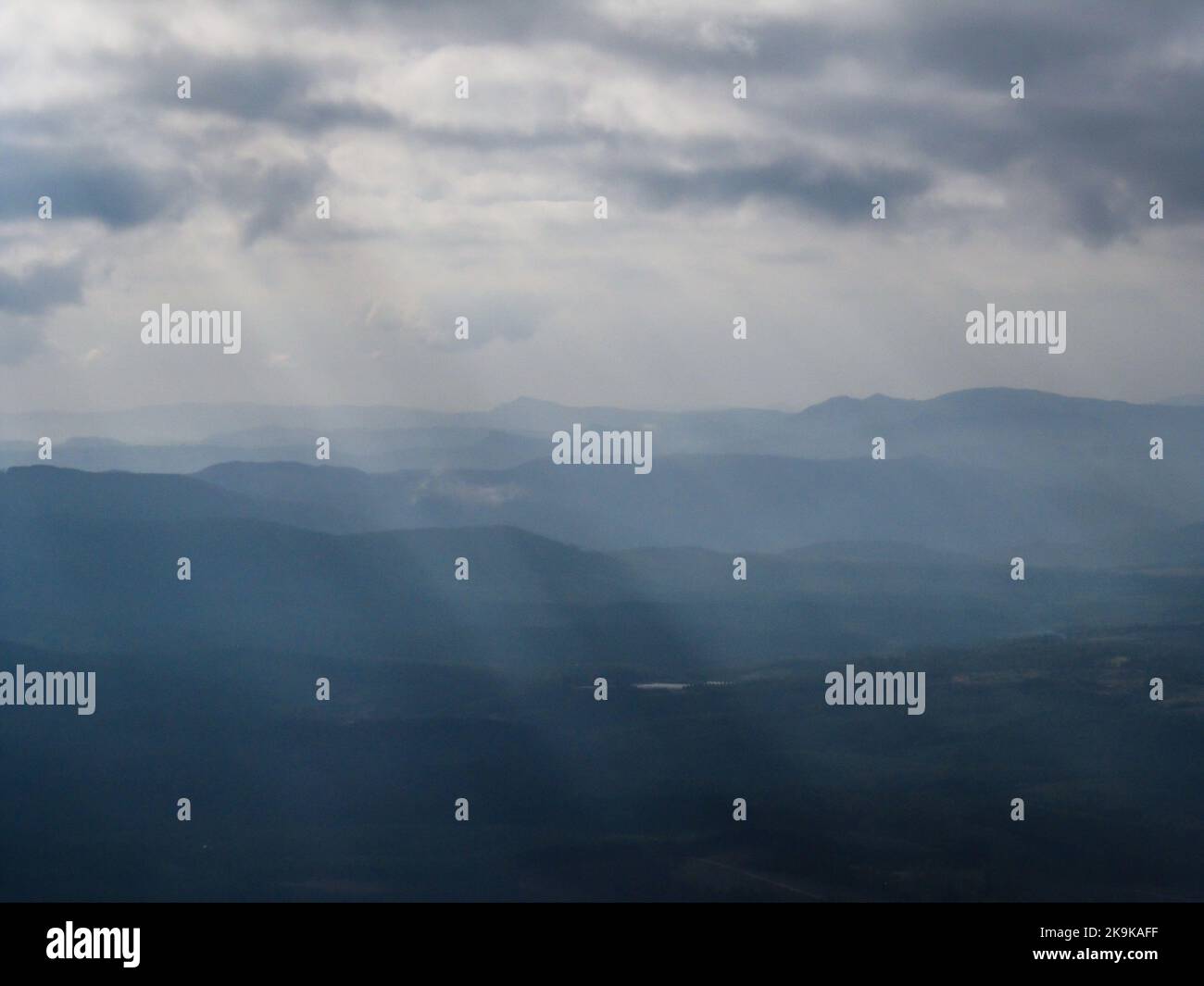 Distant blue mountains of the Escarpment in Mpumalanga just outside the ...