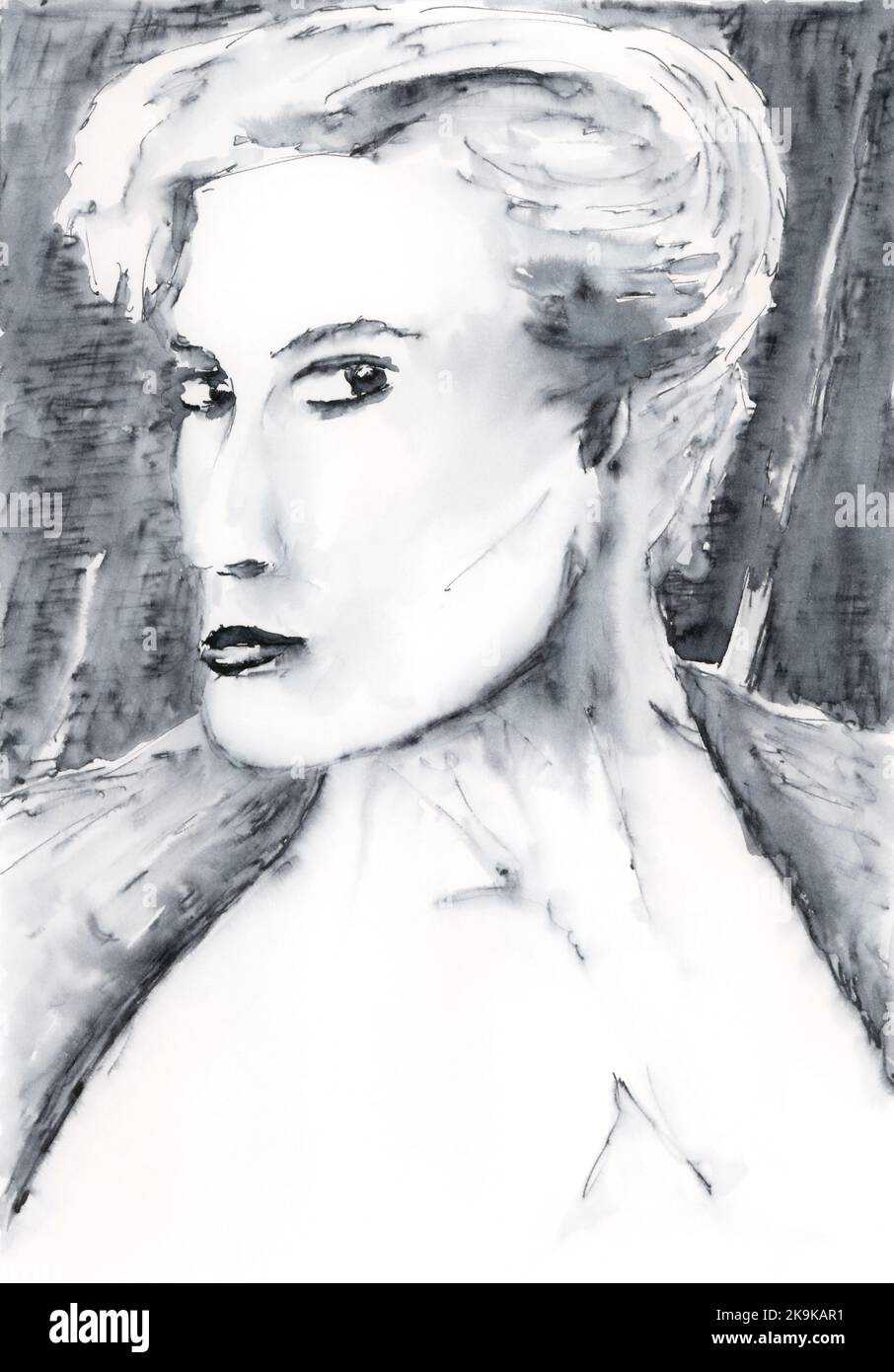 Ink wash portrait hi-res stock photography and images - Alamy