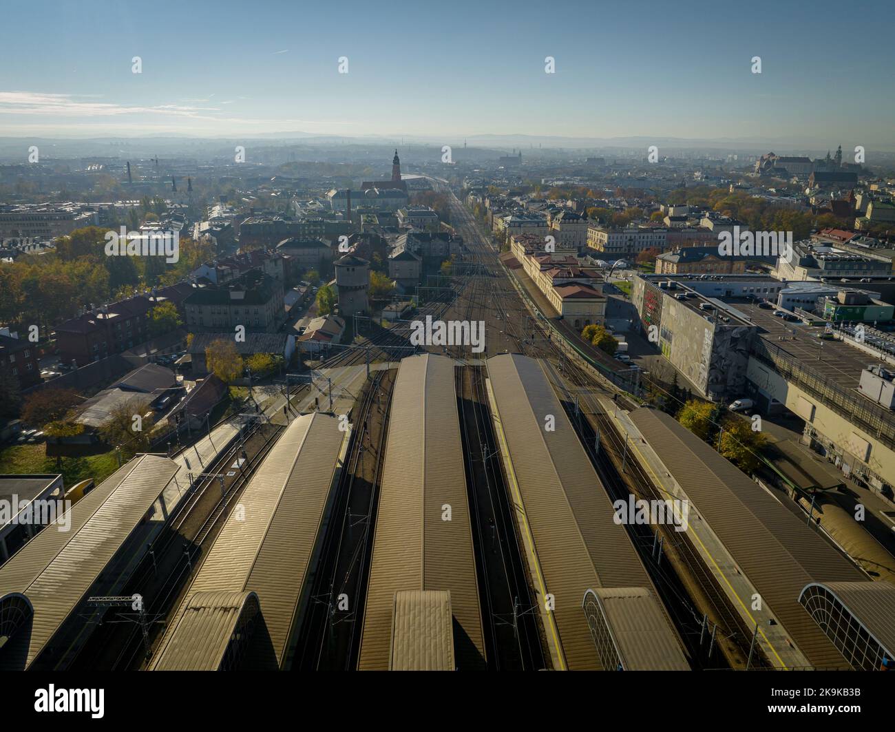 Kraków Aerial View. Main Railway Station. Kraków is a the capital of ...