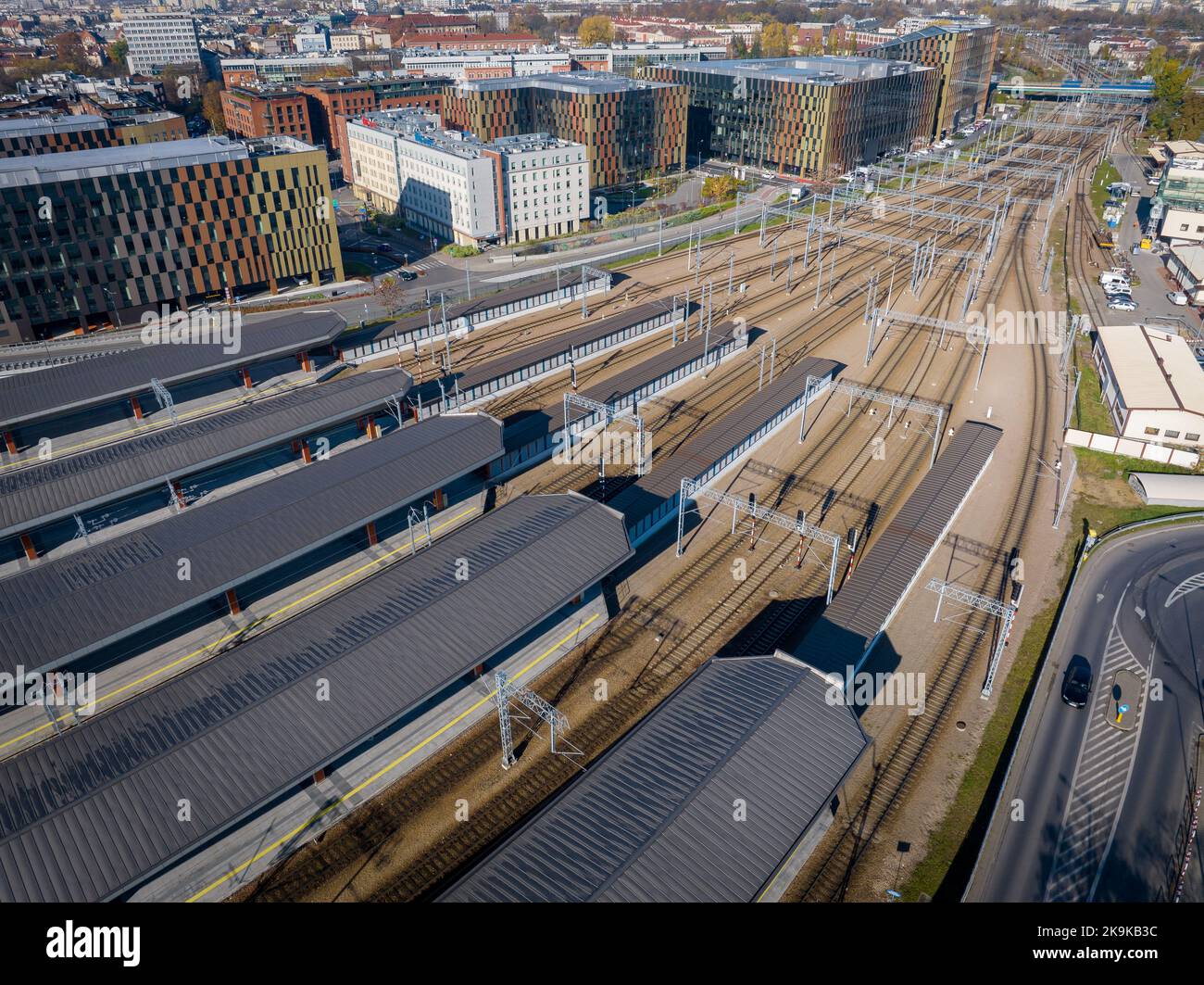 Kraków Aerial View. Main Railway Station. Kraków is a the capital of ...