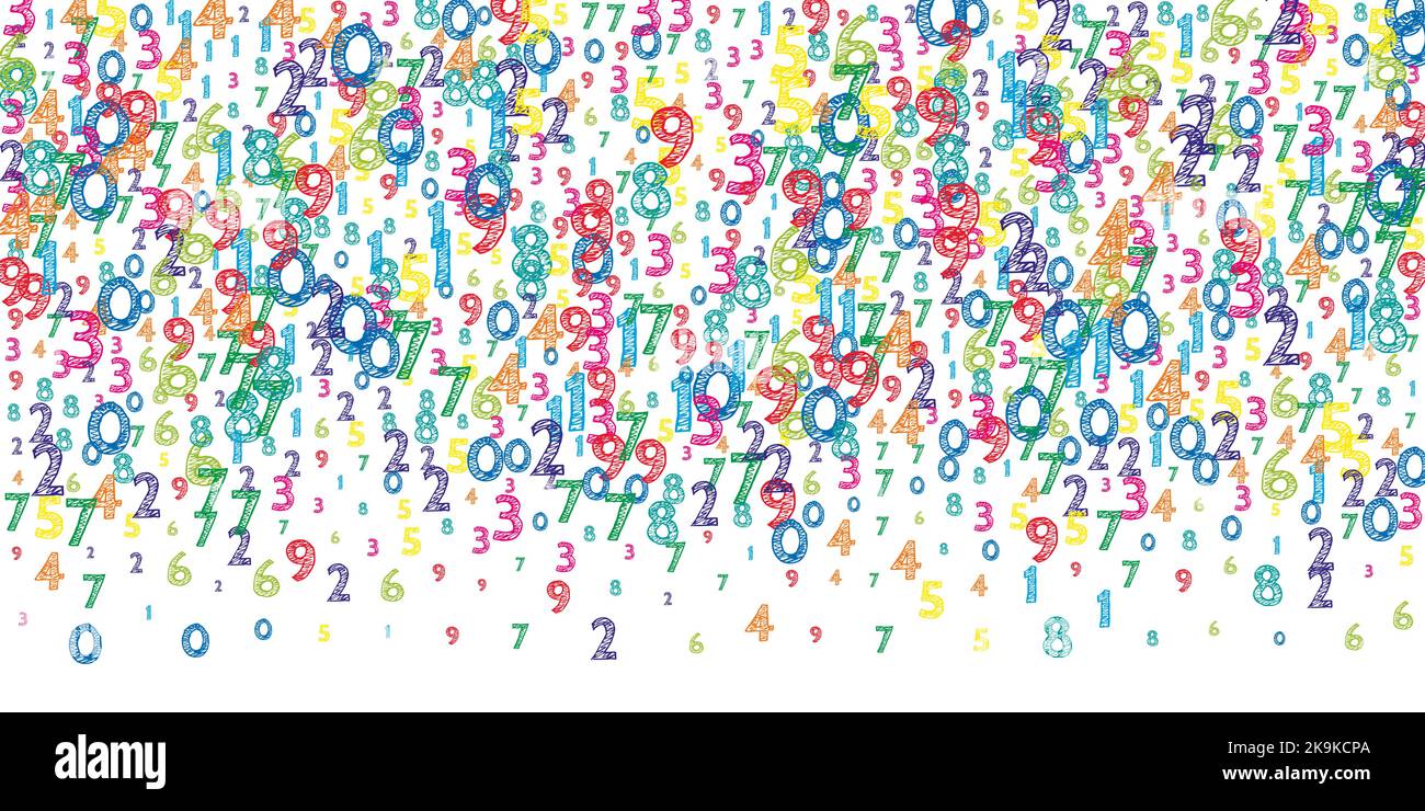 Falling colorful orderly numbers. Math study concept with flying digits ...