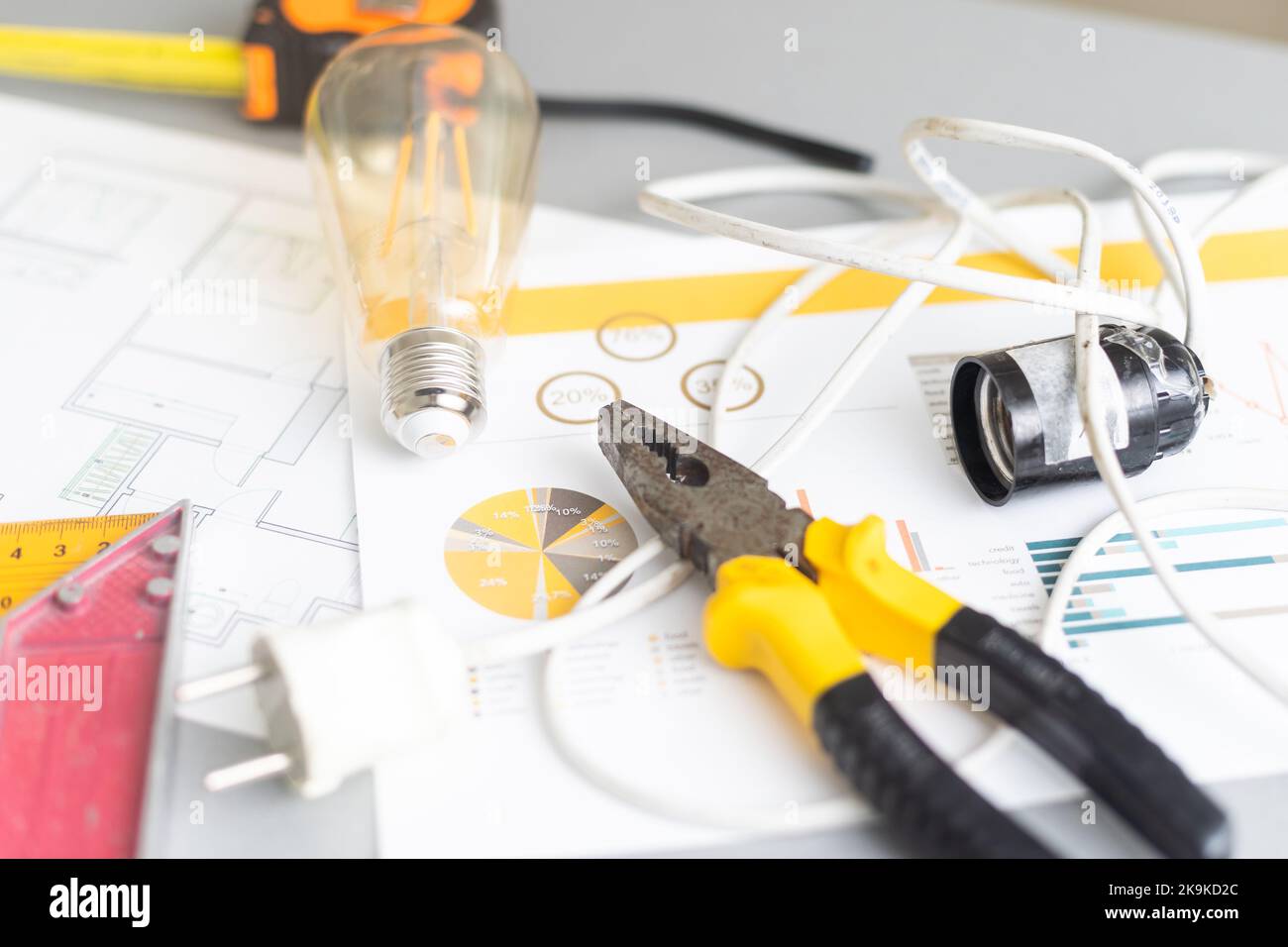 Interior designer working on drawings. Designer at work. Interior ...