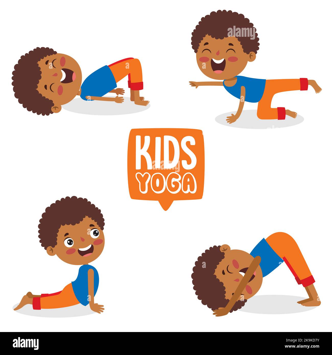 Cartoon Kid Performing Yoga Stock Vector Image & Art - Alamy