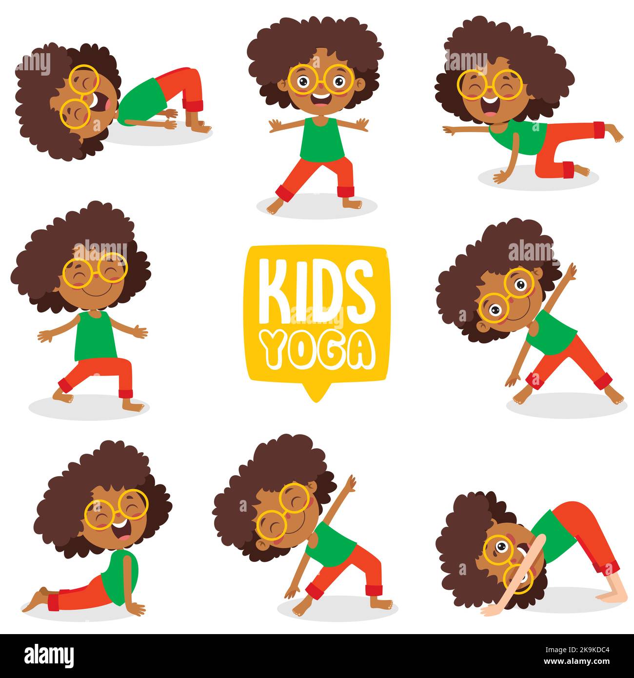 Cartoon Kid Performing Yoga Stock Vector Image & Art - Alamy