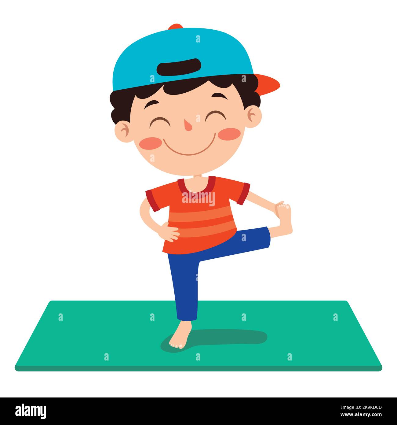 Cartoon Kid Performing Yoga Stock Vector Image & Art - Alamy