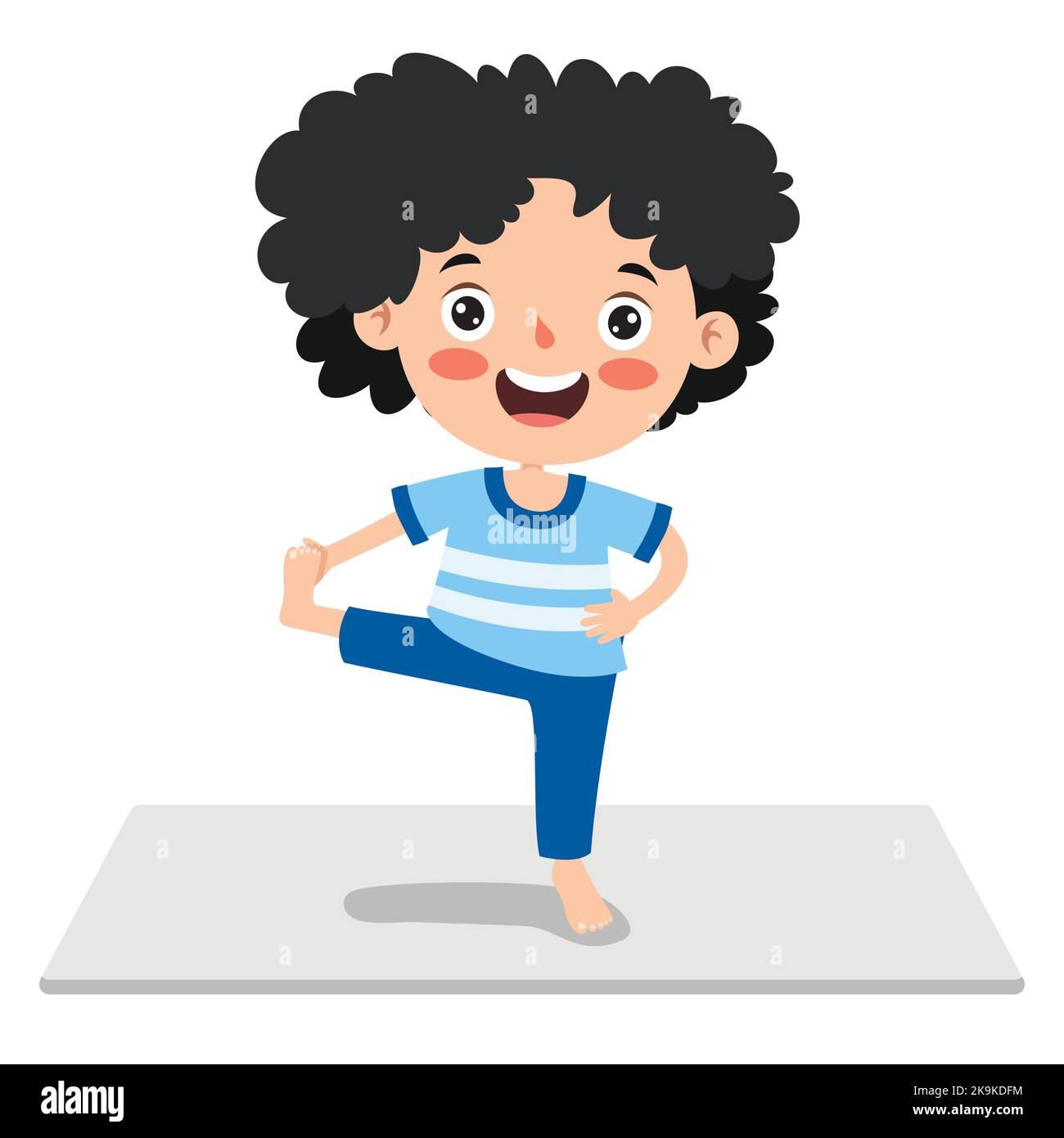 Cartoon Kid Performing Yoga Stock Vector Image & Art - Alamy