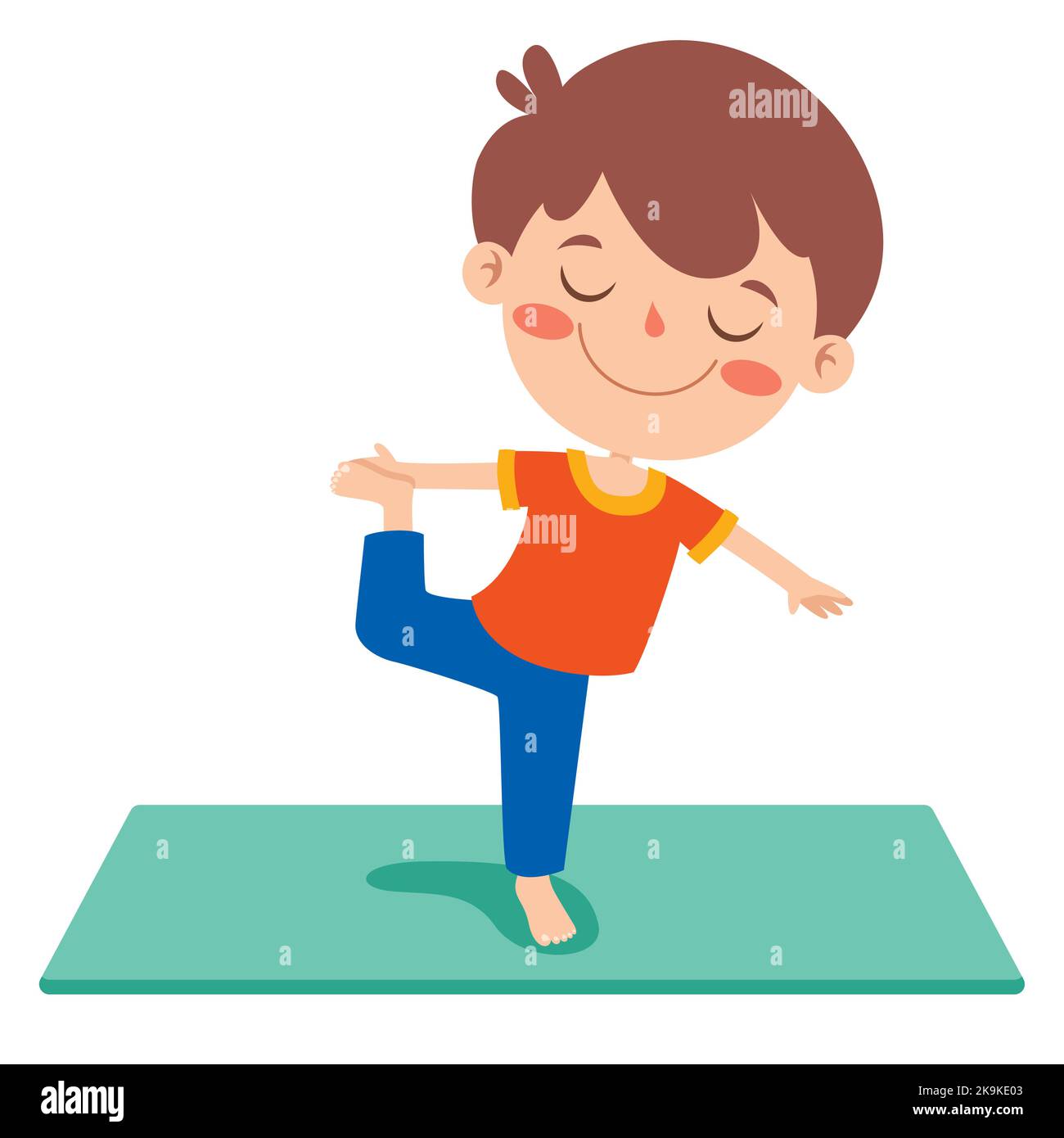 Cartoon Kid Performing Yoga Stock Vector Image & Art - Alamy