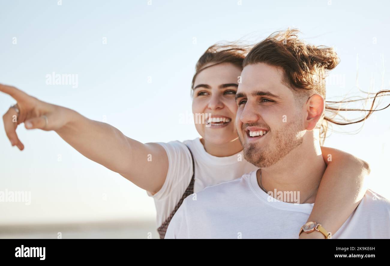 Vacation, view and travel with a normal couple sightseeing while on ...