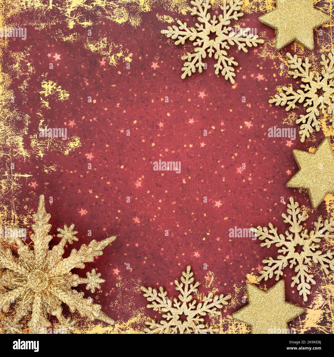 Christmas and New Year with gold snowflake star tree decorations ...