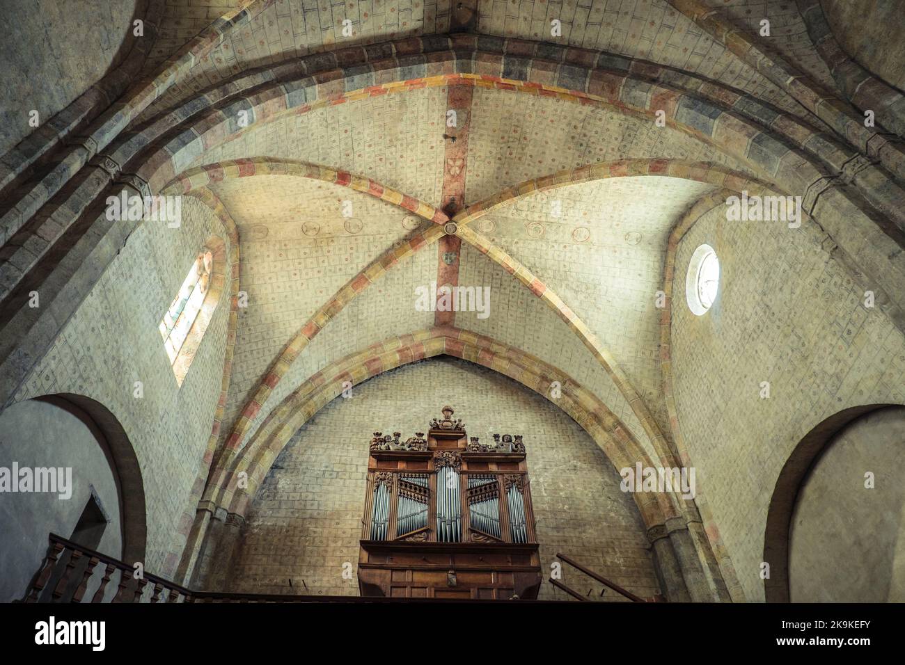 The rib vaults inside the medieval cathedral of Saint Lizier in the ...