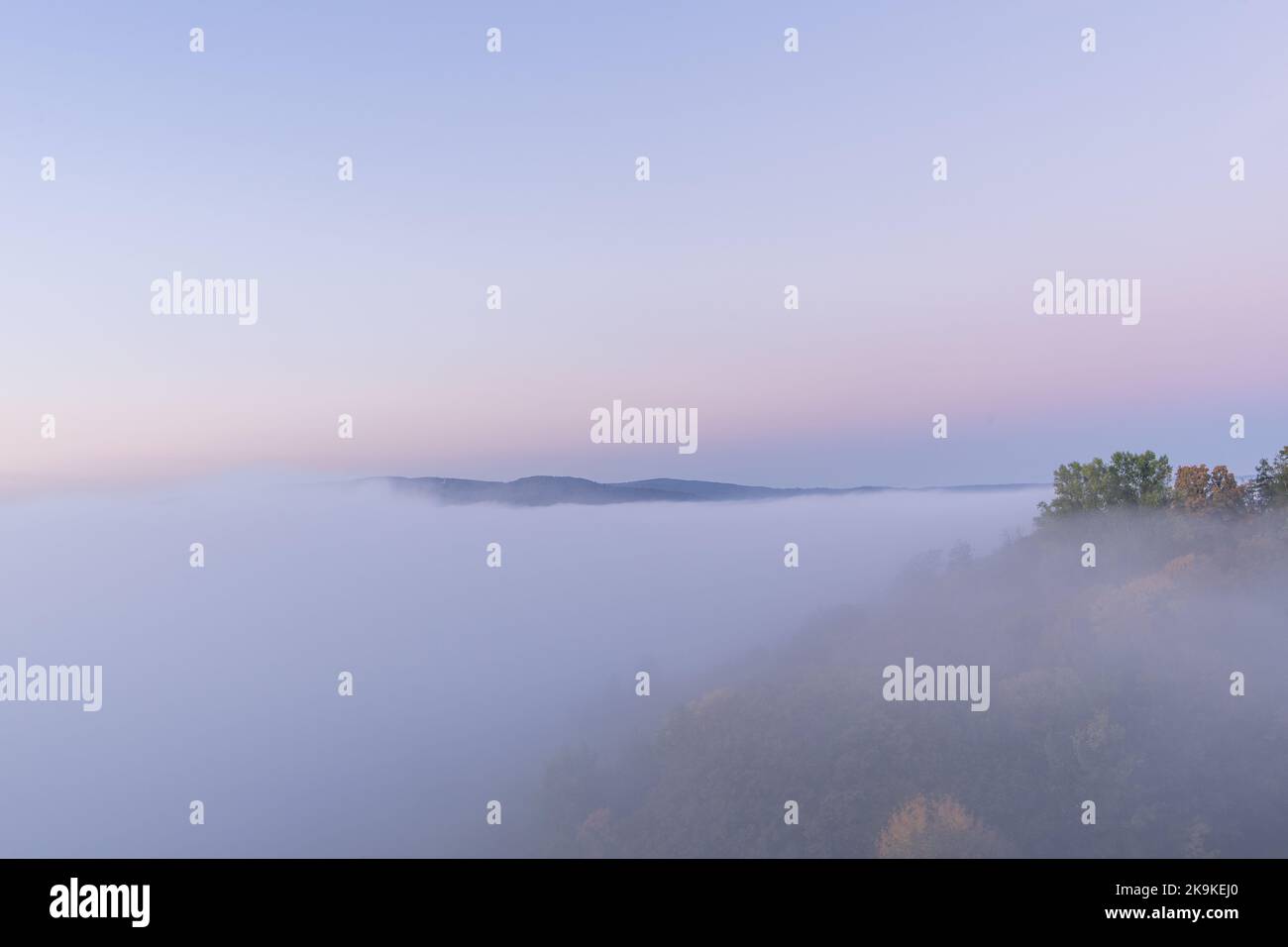 View over the lake Edersee with inversion weather condition Stock Photo ...