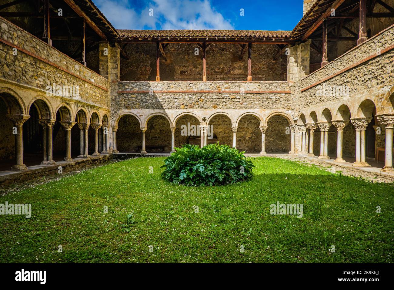 the romanesque cloister of the medieval village of Saint Lizier's ...