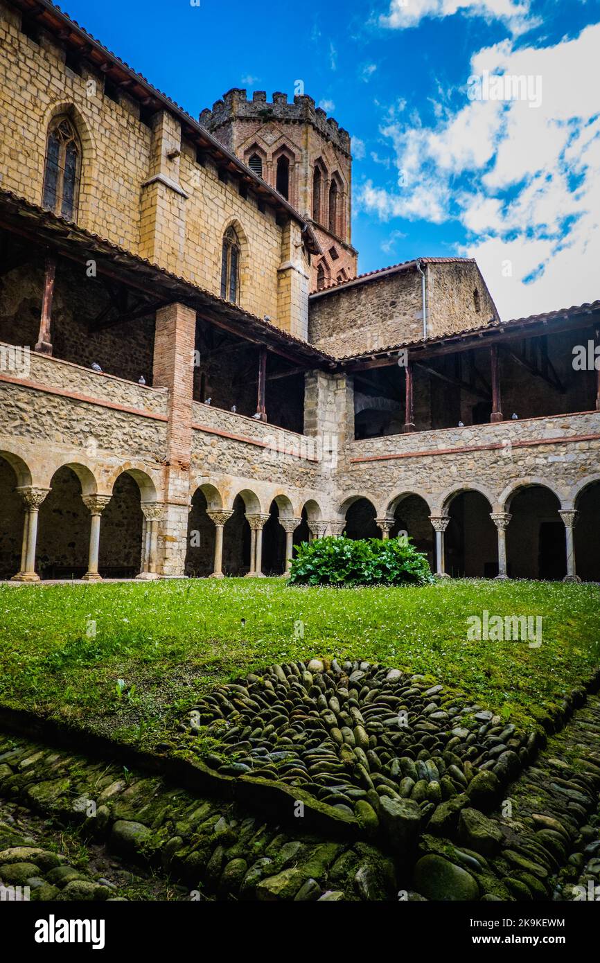 the romanesque cloister of the medieval village of Saint Lizier's ...