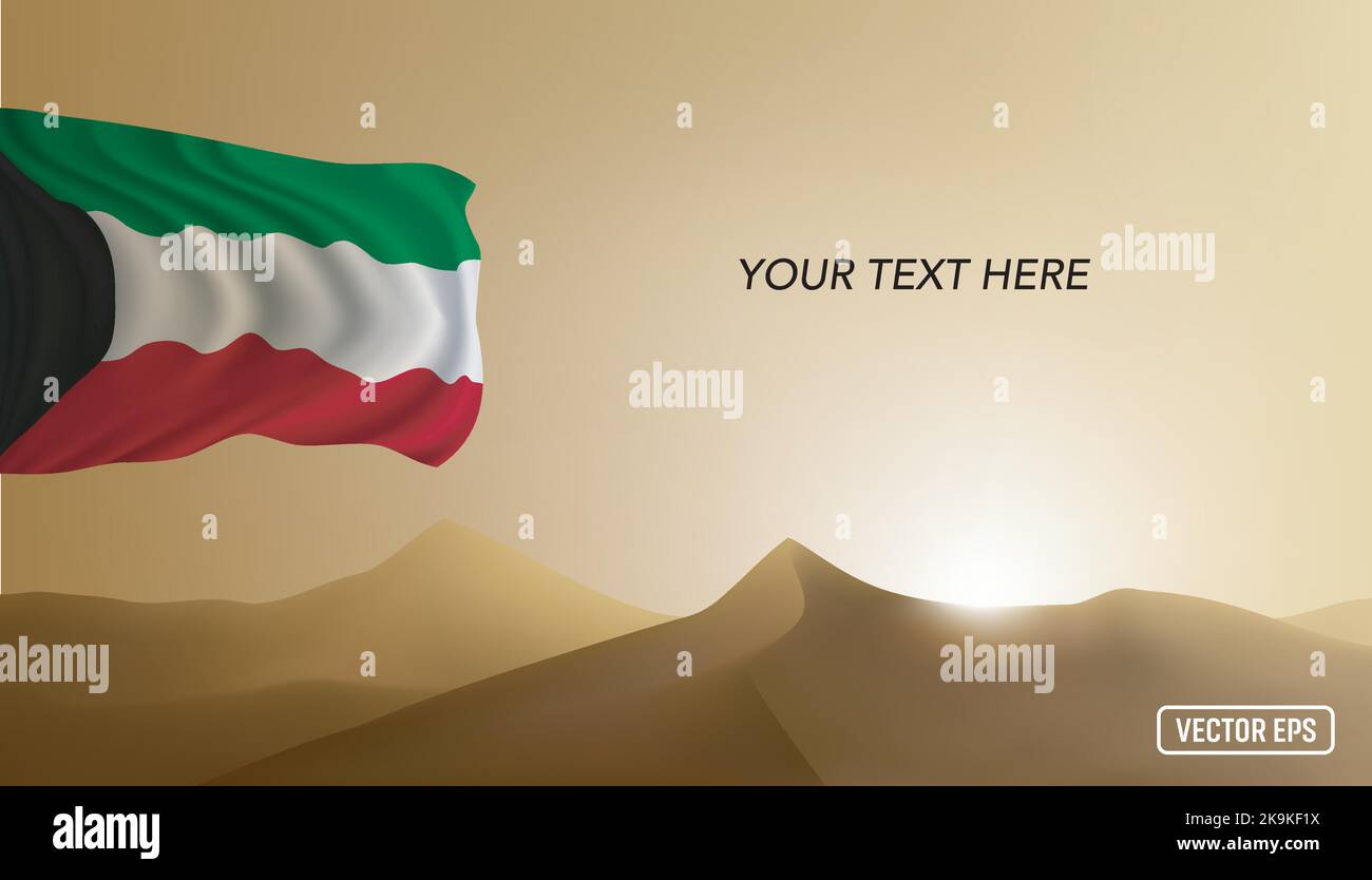 DESERT LANDSCAPE KUWAIT WITH FLYING FLAG Stock Vector Image & Art - Alamy