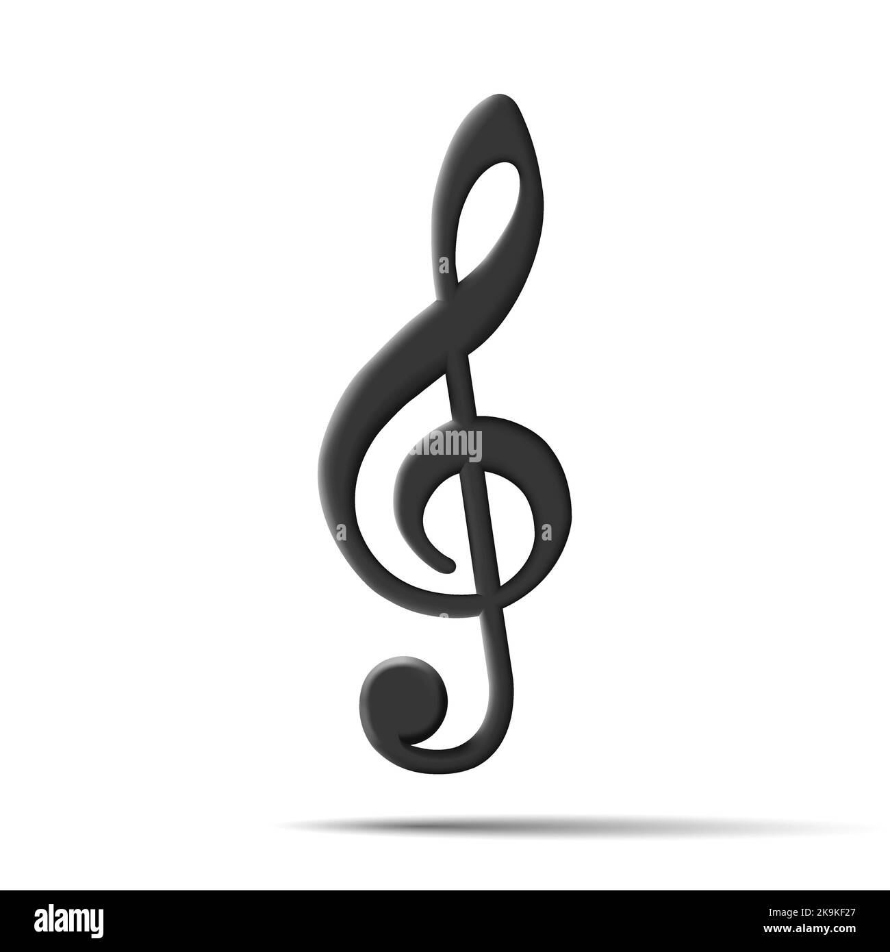 3d icon of treble clef, black volume isolated sign with shadow Stock ...