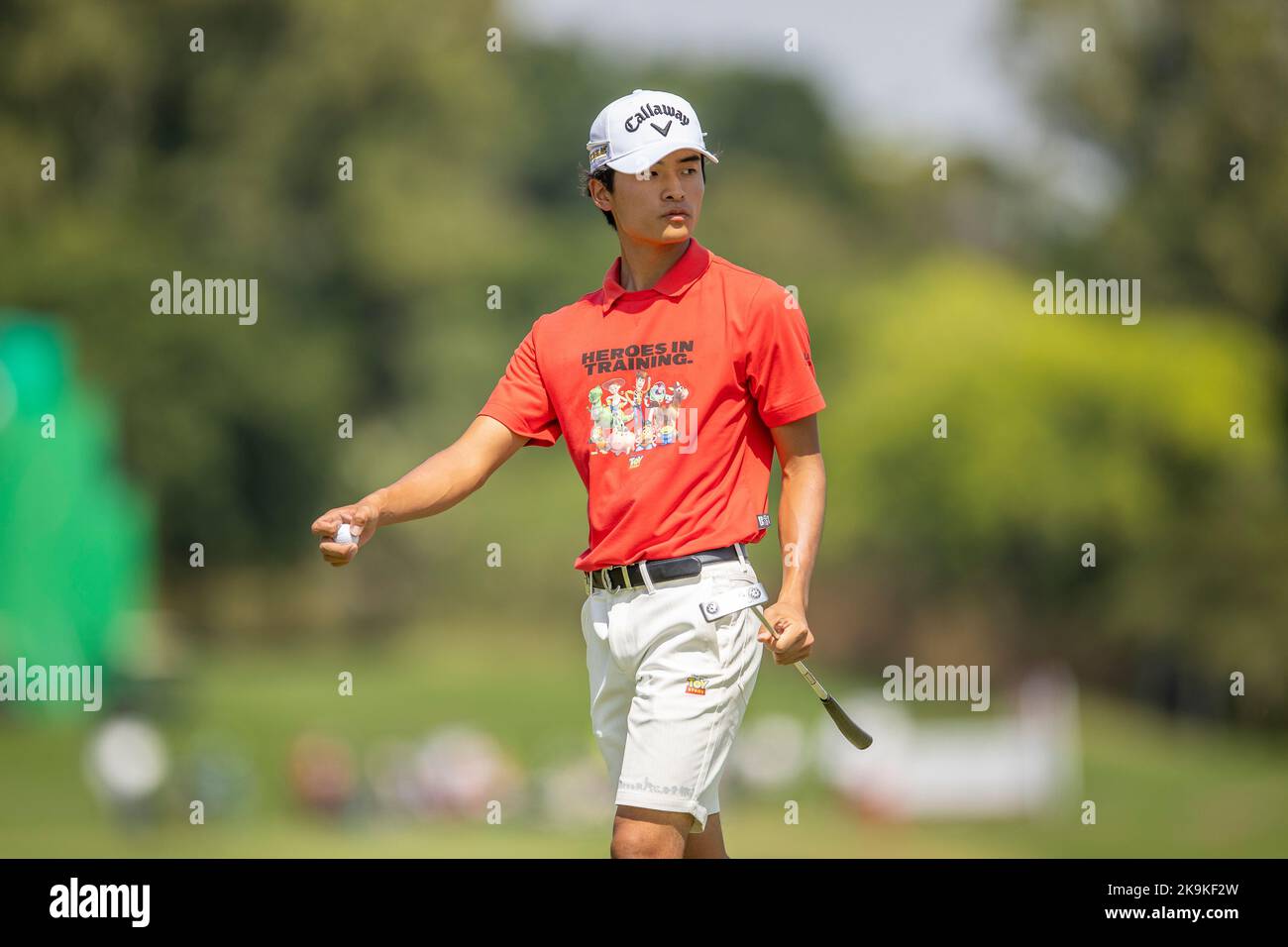 CHONBURI, THAILAND - OCTOBER 29: Ryuta Suzuki of Japan on hole 12 during round 3 at the Asia ...